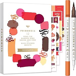 Amazon.com : Primrosia 12 Dual Tip Watercolor Marker Pens - Fine Tip ...