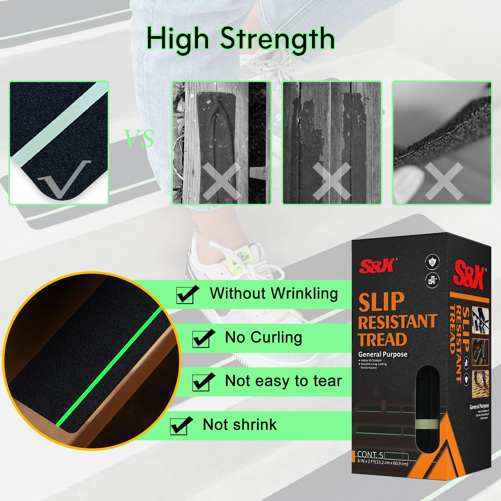 Snapklik.com : S&X Stair Treads Non Slip Outdoor Safety Grip Tape For ...