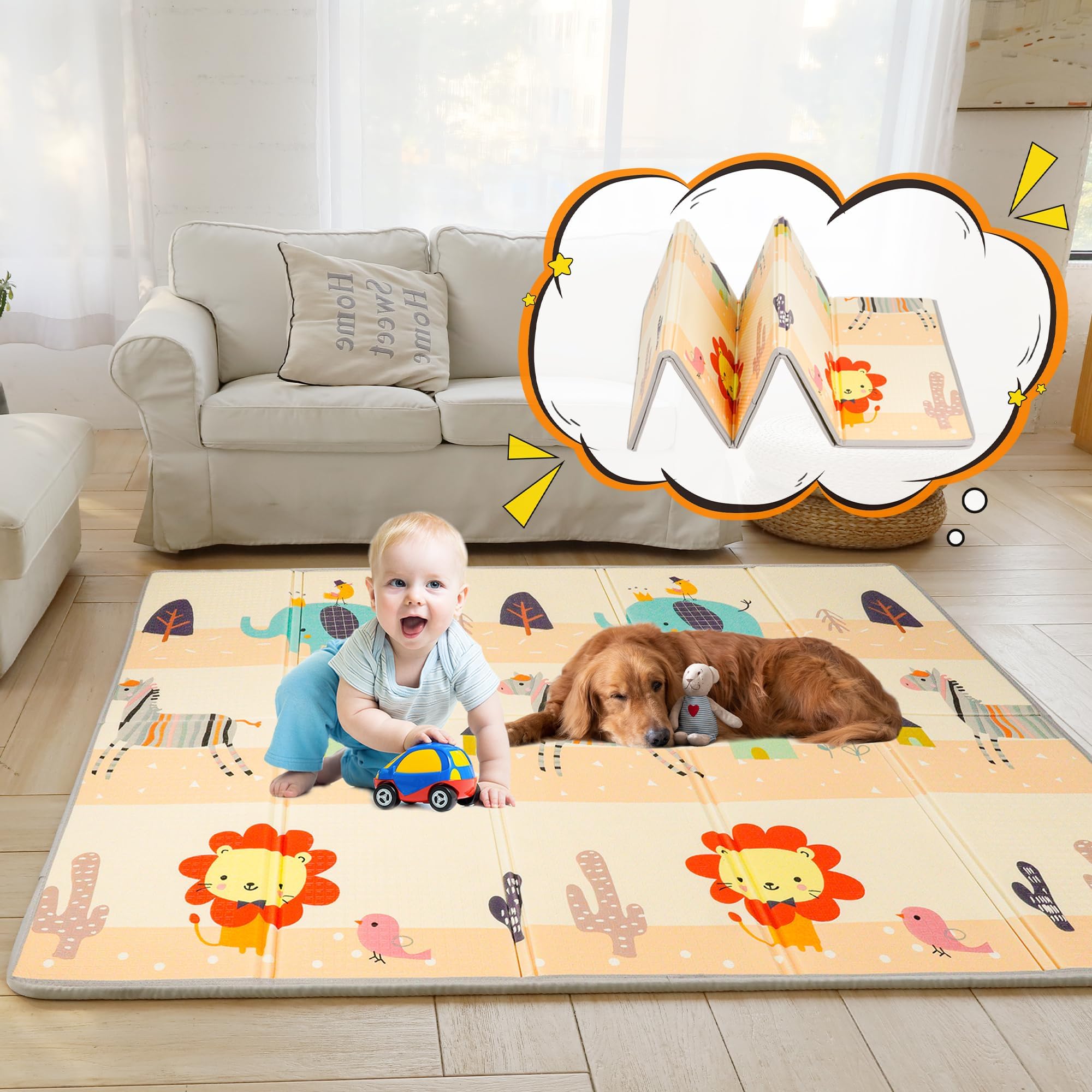 Amazon.com : HONLONE Baby Play Mat Reversible Foldable Foam Play mat ...