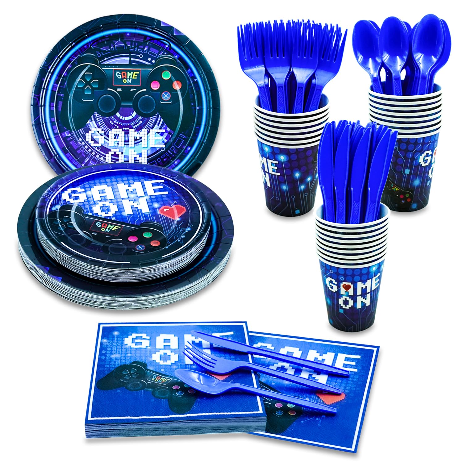 Amazon.com: 175 Pcs Video Game Party Supplies Set Paper Plates Napkins ...