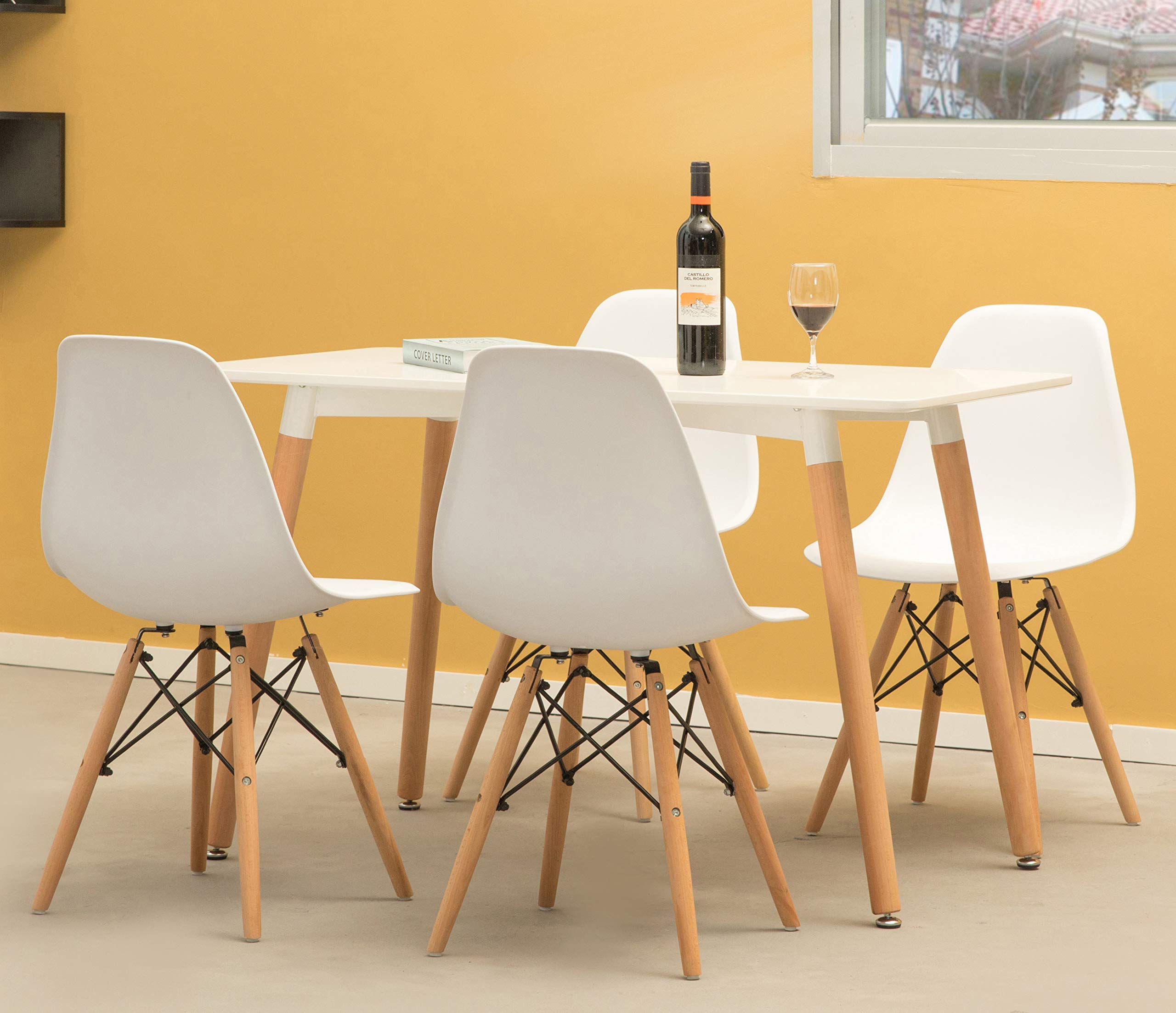 Mid-Century Modern Style Plastic DSW Shell Dining Chair with Solid ...
