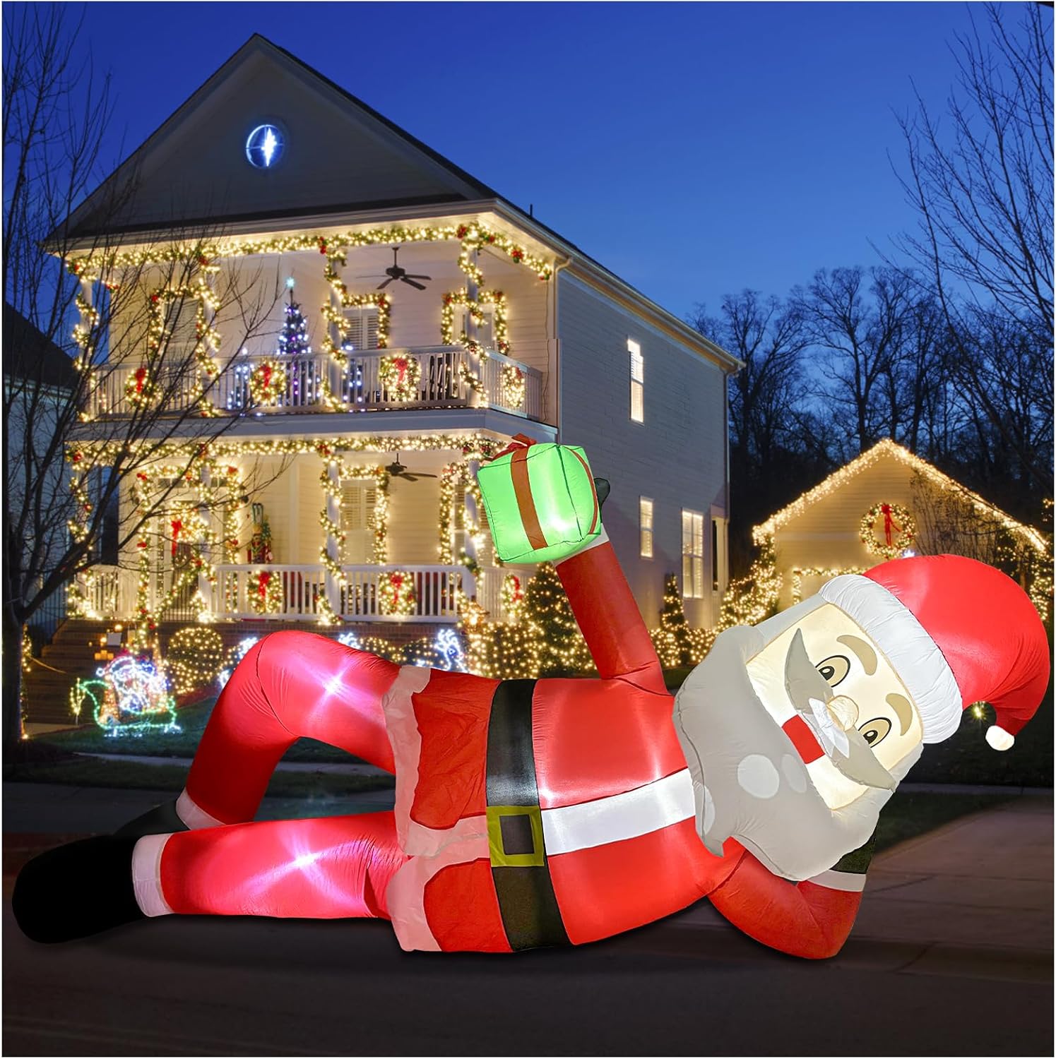 Amazon.com: 11.8 FT Inflatables Lying Santa Claus Outdoor Decorations ...