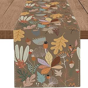 Amazon.com: WHOMEAF Fall Boho Modern Table Runner Colorful Leafs Burlap ...