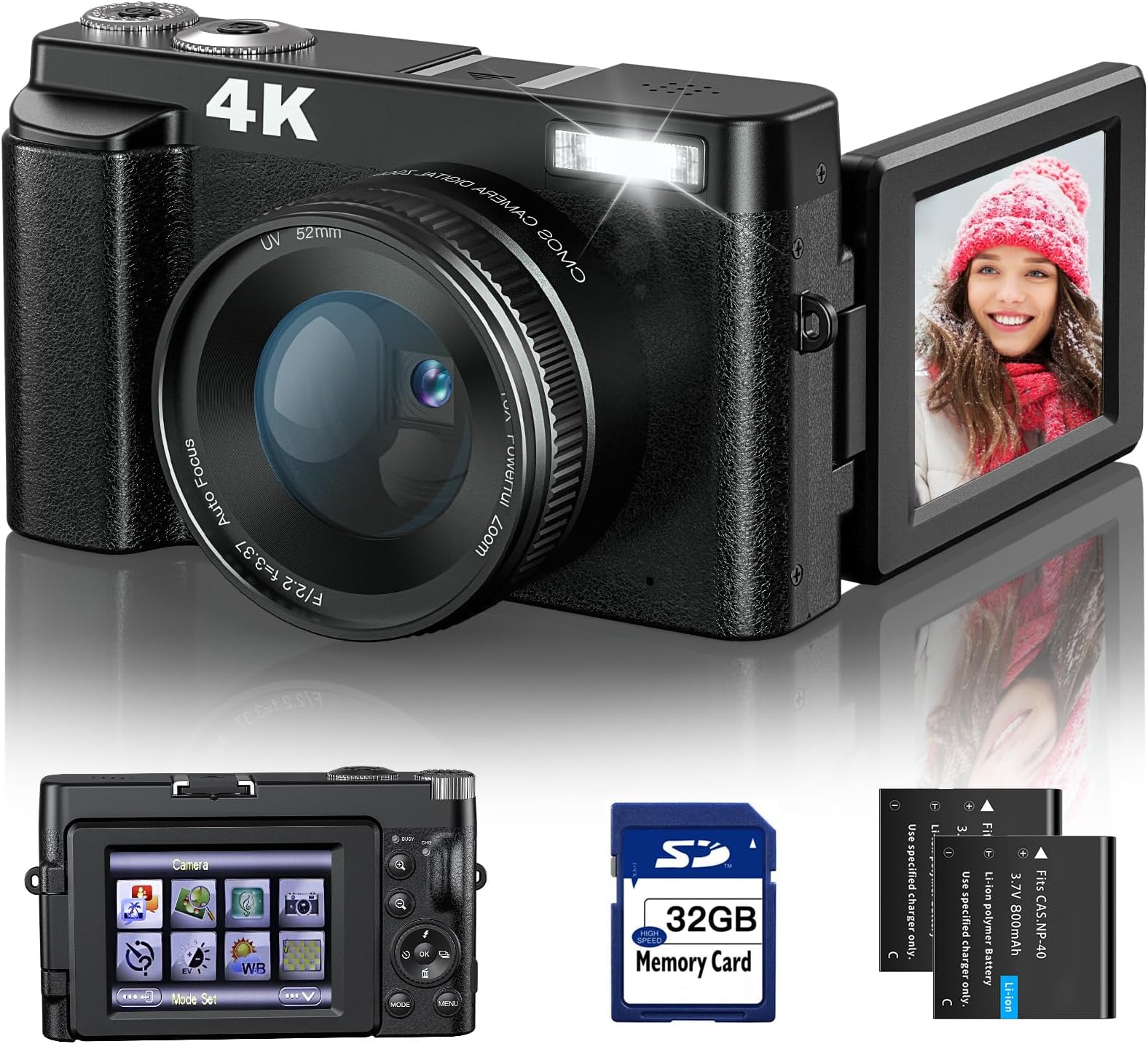 Amazon.com : 4K Digital Camera, Autofocus 64MP Vlogging Cameras for ...