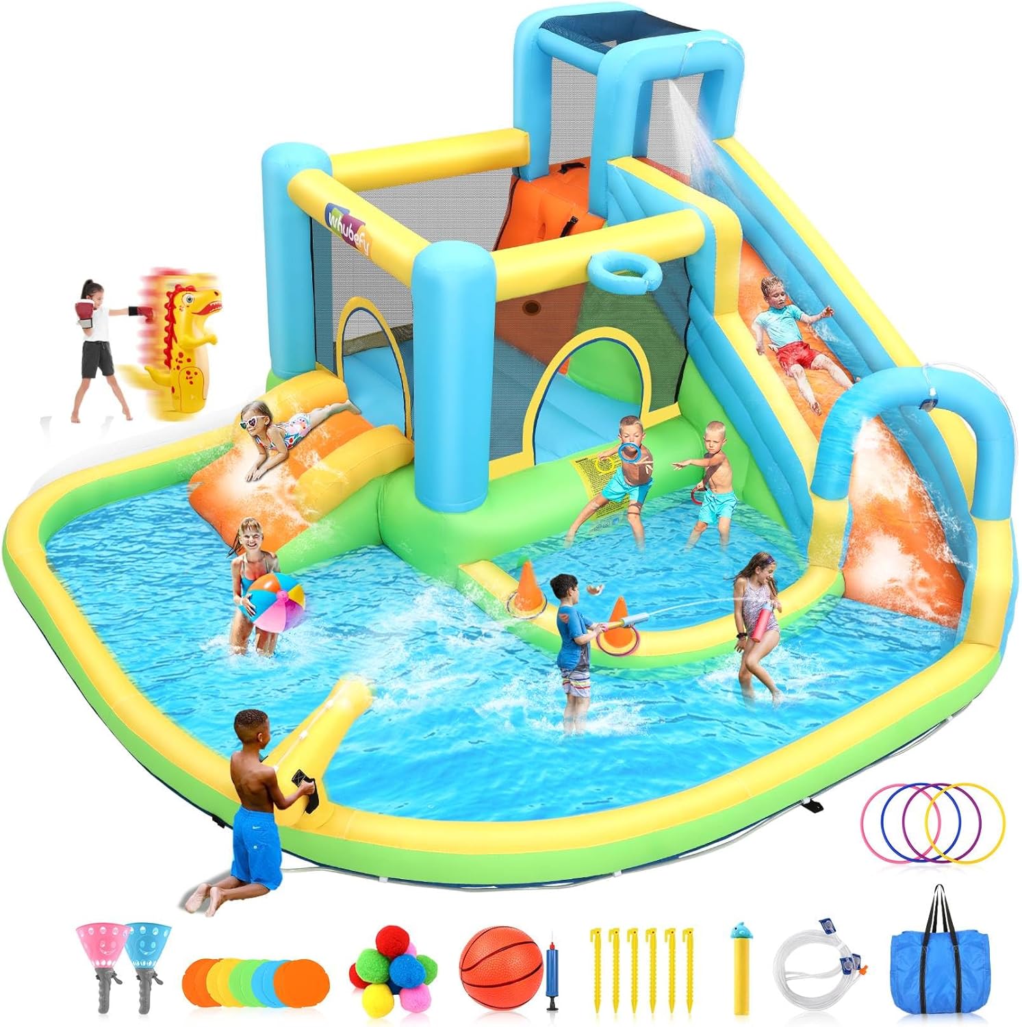 Amazon.com: AKEYDIY Inflatable Bounce House Water Slide for Kids 3-12 ...