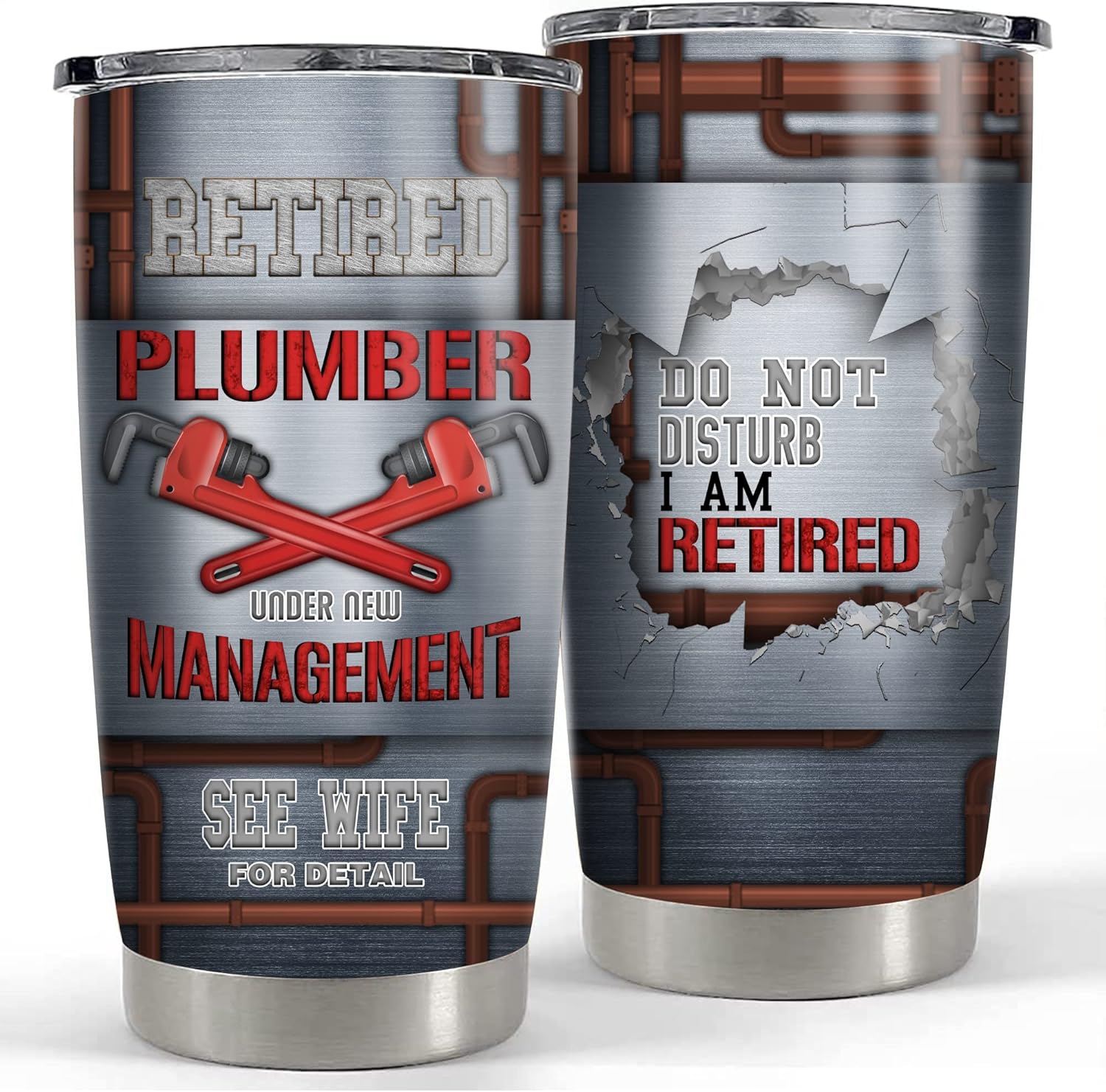 Amazon.com | Retired Plumber Under New Management Tumbler, Gift for ...