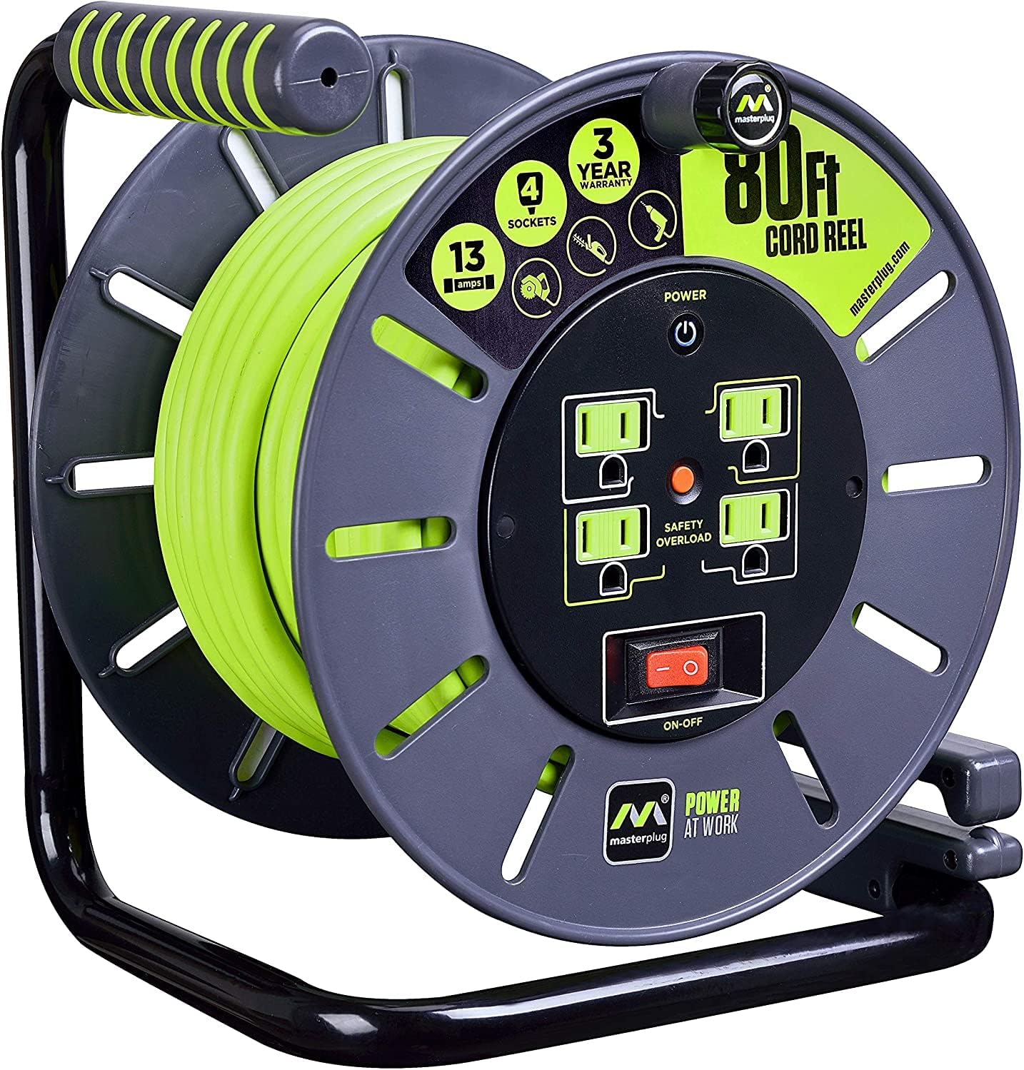 Amazon.com: Masterplug Power at Work Four Power Outlets, Open Cord Reel ...