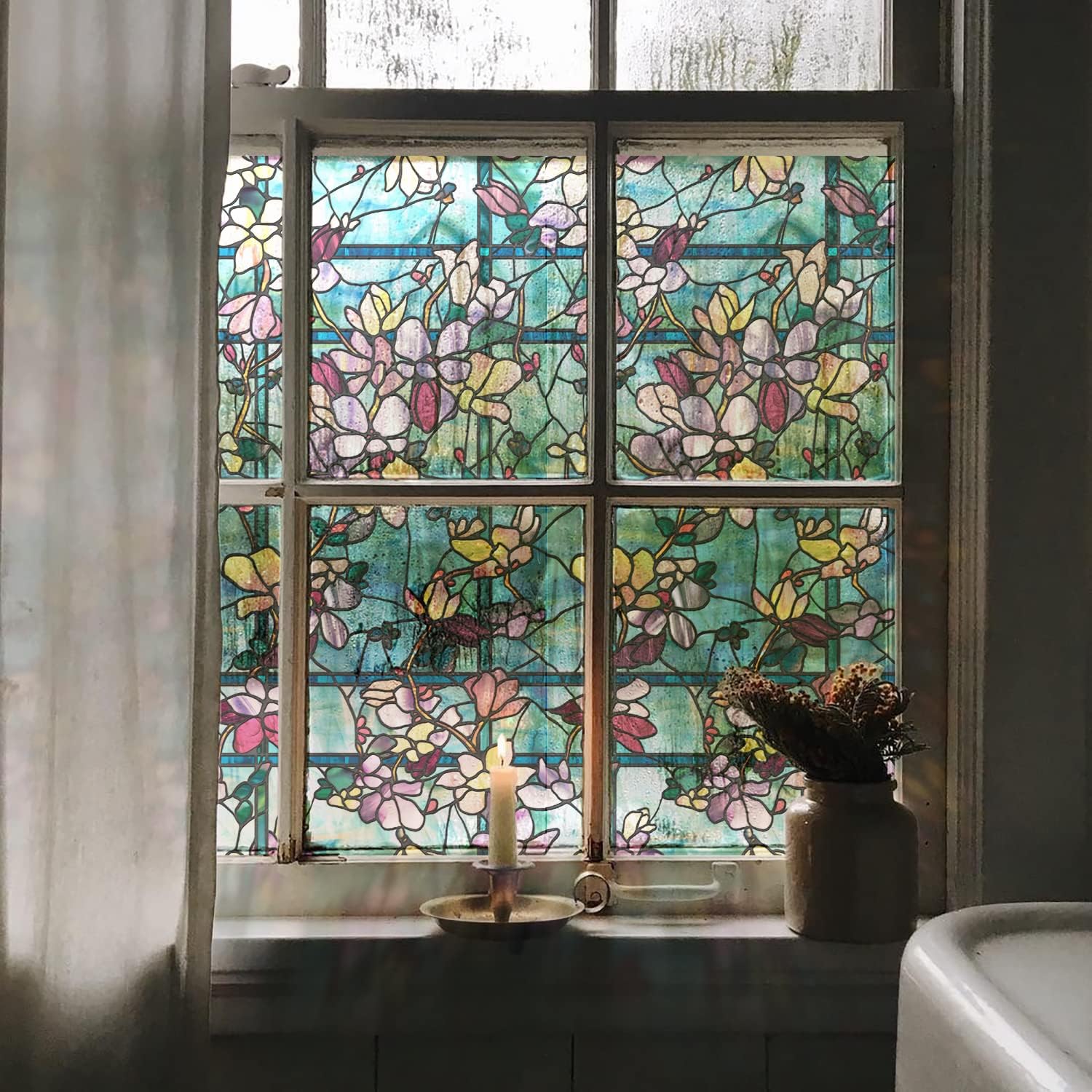 Amazon.com: 16“x118 Mosaic Stained Glass Owl Double Side Window Films ...