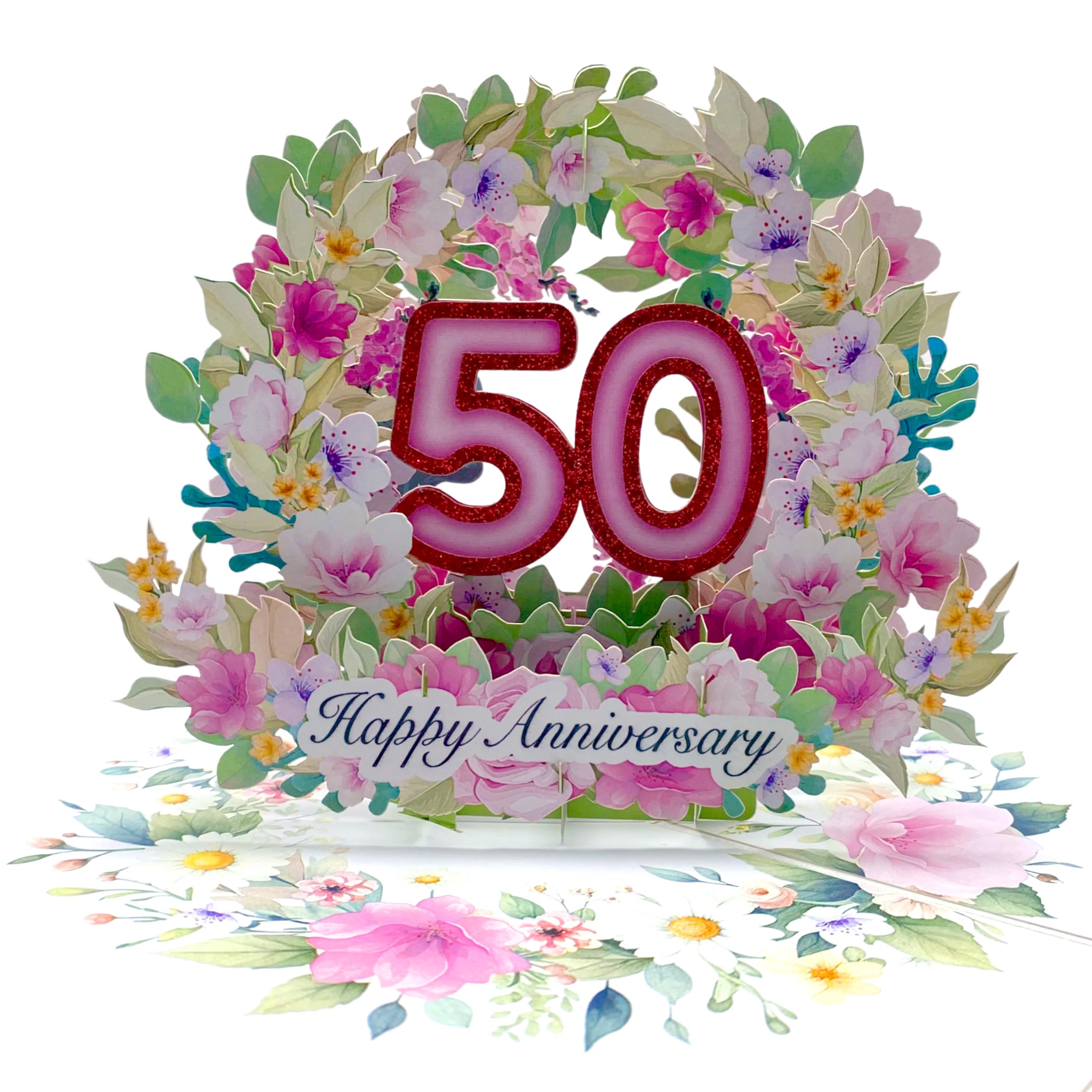Amazon.com : MeeSunnie Happy 50th Anniversary Card, 50 Years of ...
