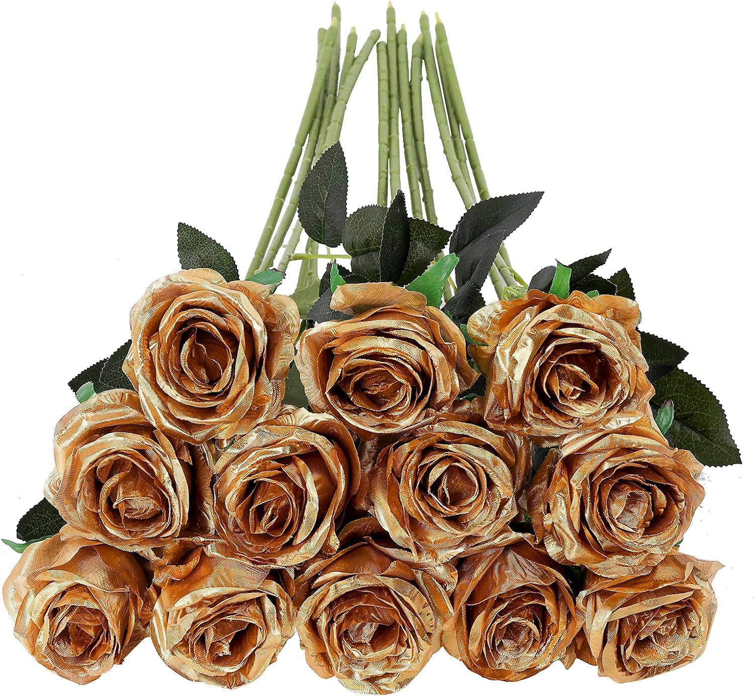 Amazon.com: Tifuly Gold Roses Artificial Flowers -12Pcs Realistic ...
