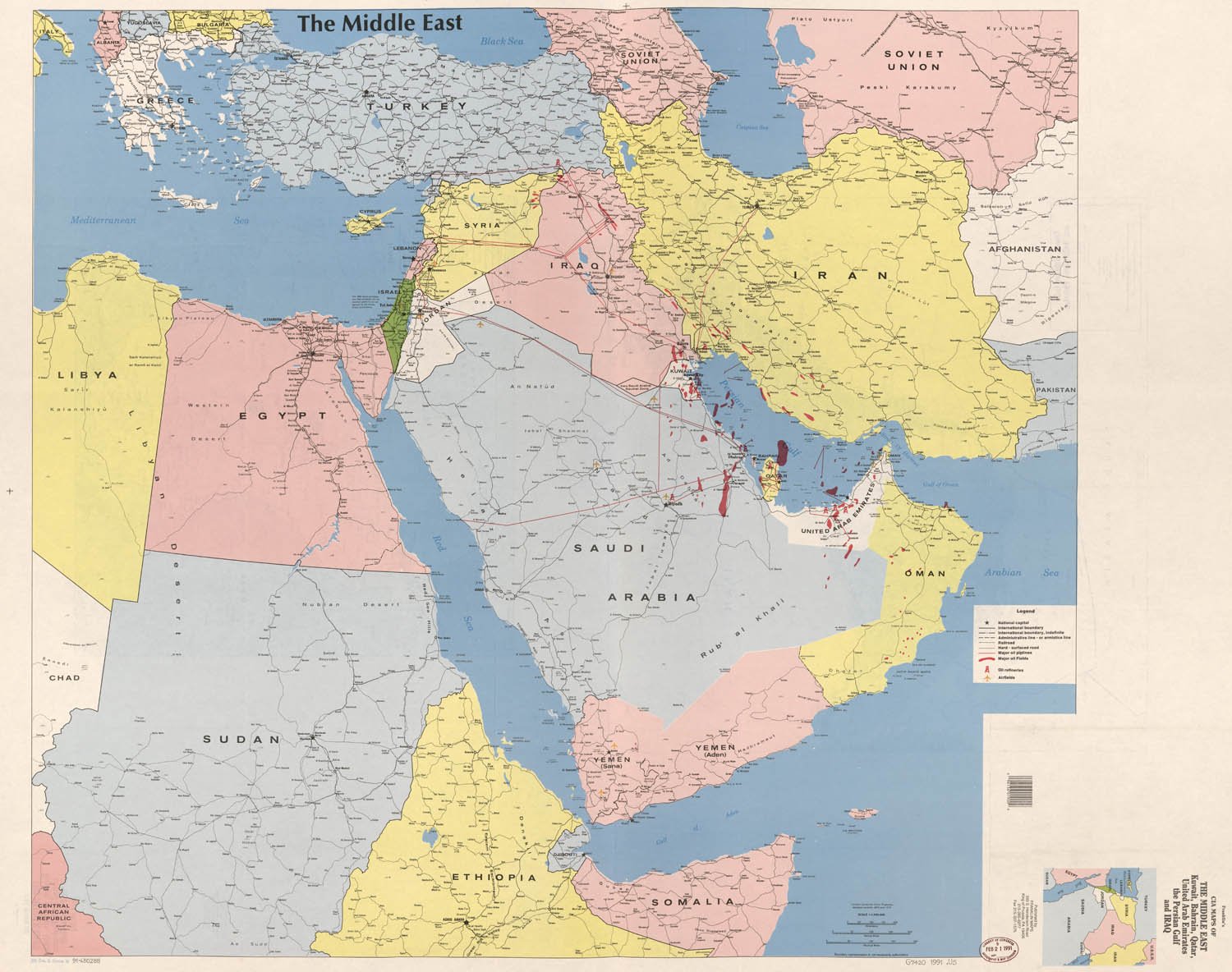 Buy Map Print - Franklin's CIA maps of the Middle East : Kuwait Bahrain ...