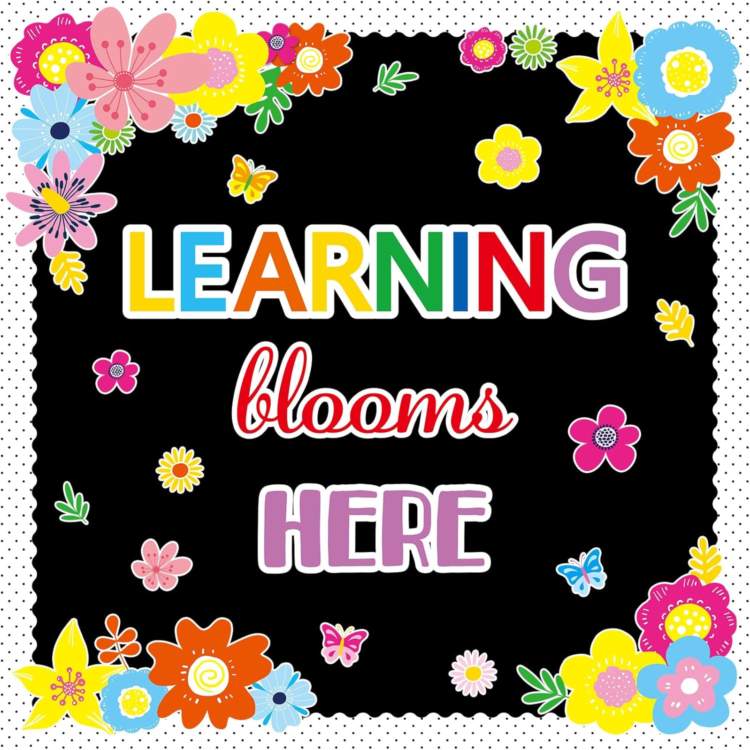 Amazon.com: Justforjoyful Spring Flowers Bulletin Board Classroom ...