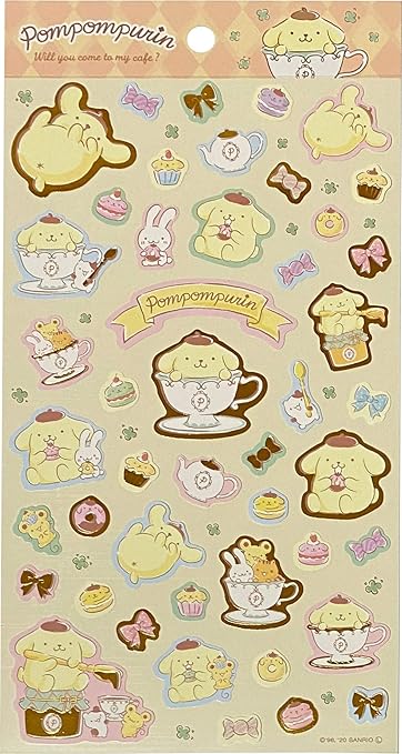 Amazon.com: Sanrio Pompompurin Pet Sticker Seal 1 Sheets 45 Pcs ...