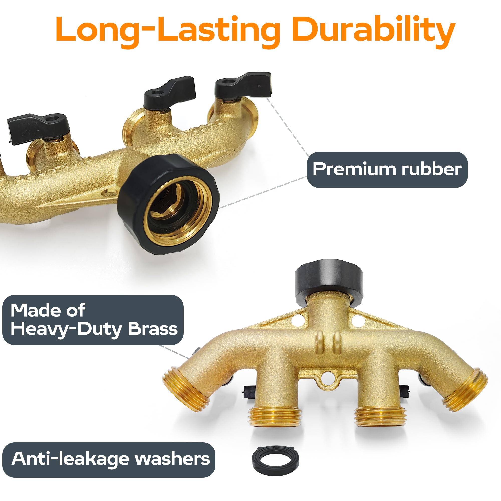 Snapklik.com : Hose Splitter 4 Way, Heavy Duty Brass Hose Connector ...