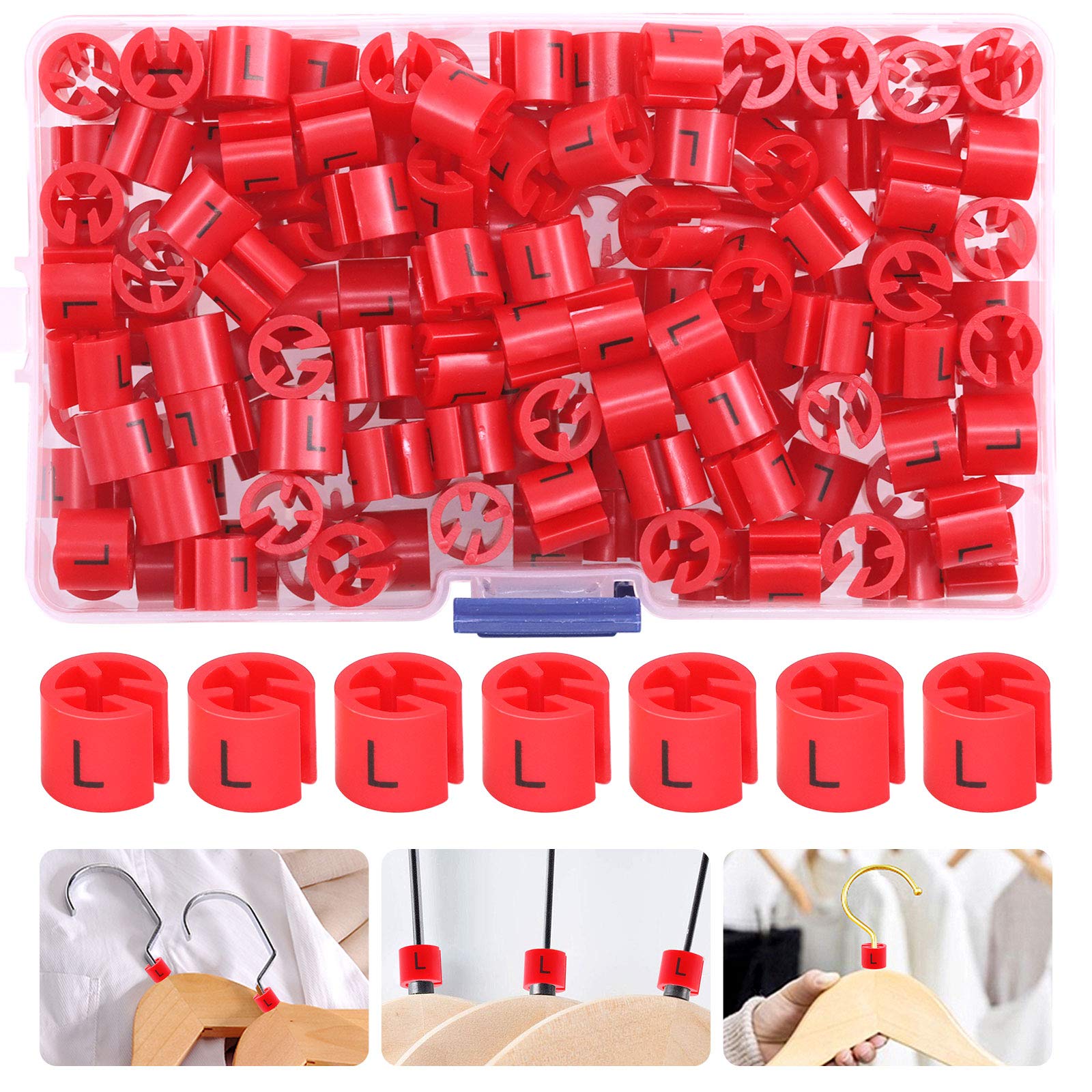 Amazon.com: Rustark 150 Pcs Red Large Size Colored Hanger Sizer Garment ...