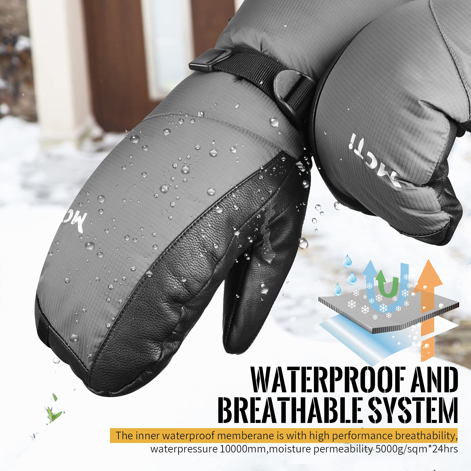 Snapklik.com : Ski Mittens Down Mittens Winter Cold Weather Waterproof ...