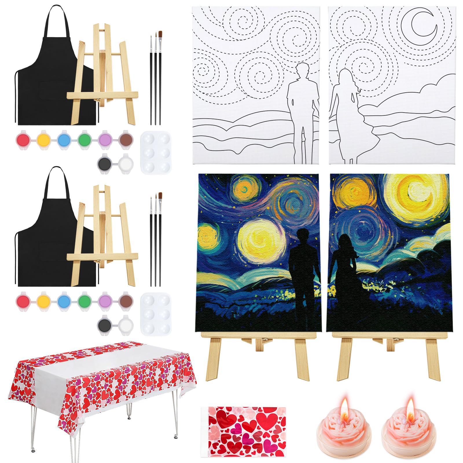 Amazon.com: VOCHIC Date Night Idea Painting Kit for Couples Sip and ...
