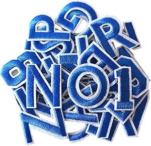GYGYL 72 Pieces Iron on Letters and Numbers Patches, Blue Letter ...