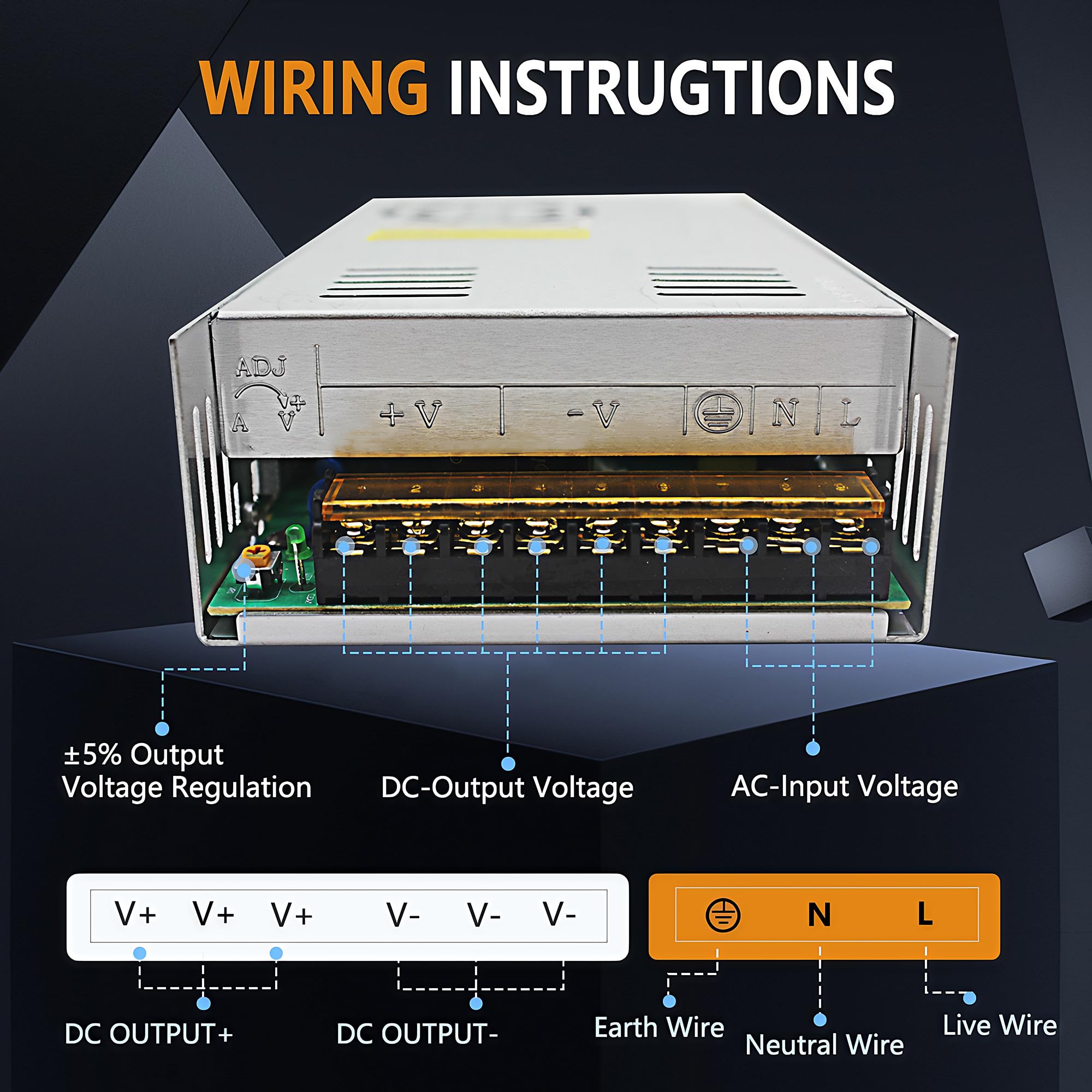 Snapklik.com : SWTPWR 110V AC To 48V DC Converter 10A 480W 48V Power ...