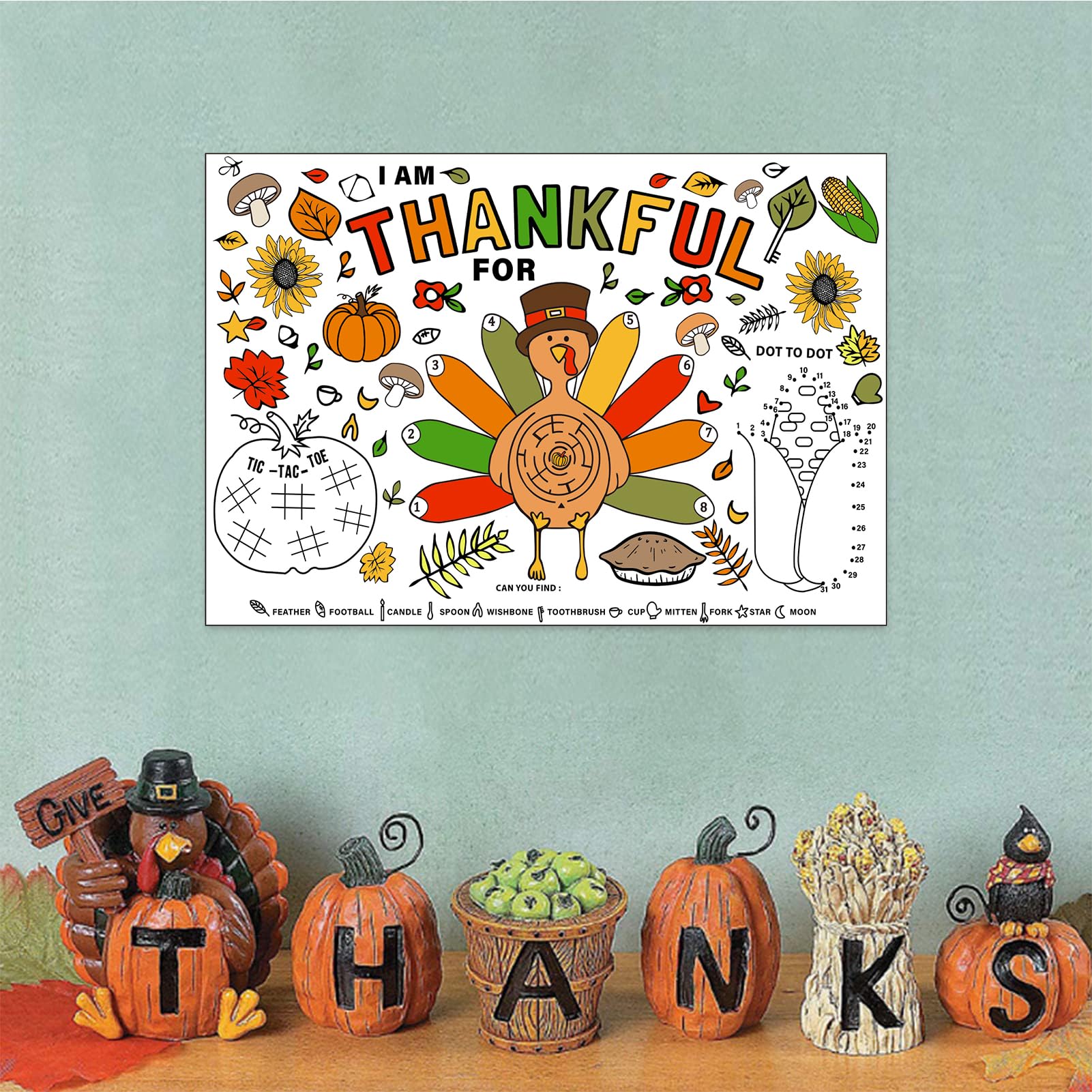 Snapklik.com : Disposable Thanksgiving Coloring Place Mats For Kids ...