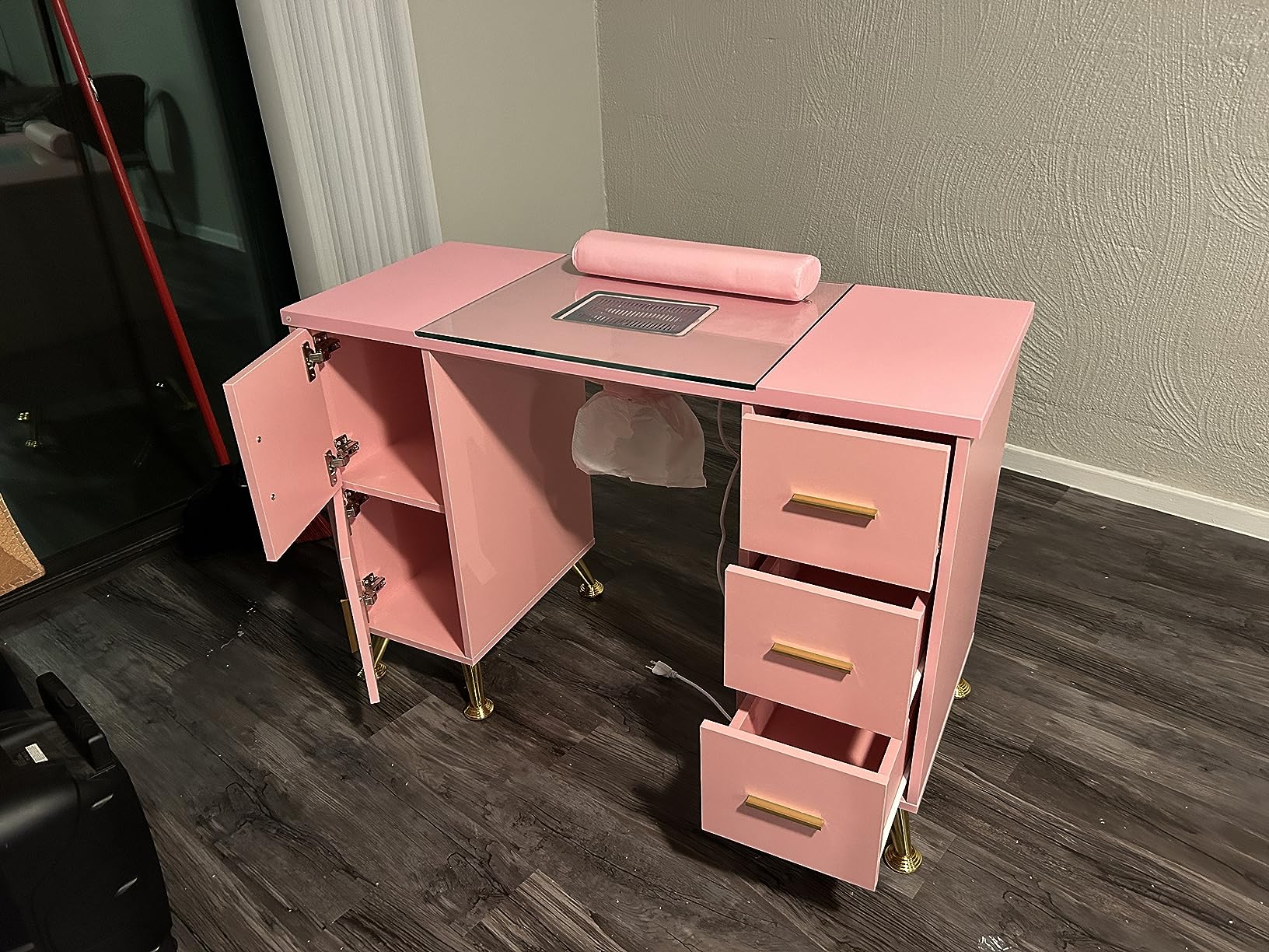 $50/mo - Finance Manicure Table Nail Desk for Nail Tech, Glass Top ...