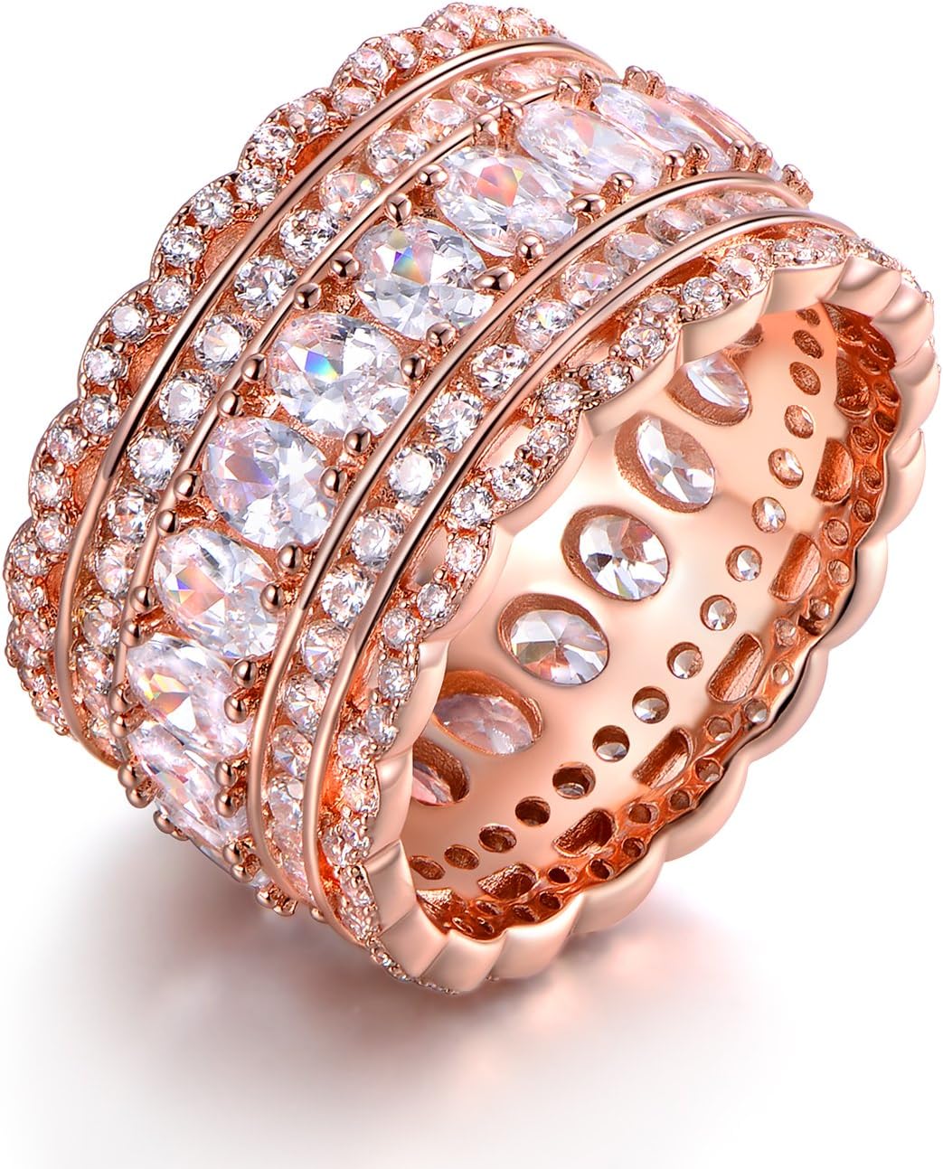Barzel Rose Gold Plated Cubic Zirconia Wide Band Cocktail Ring (5 ...