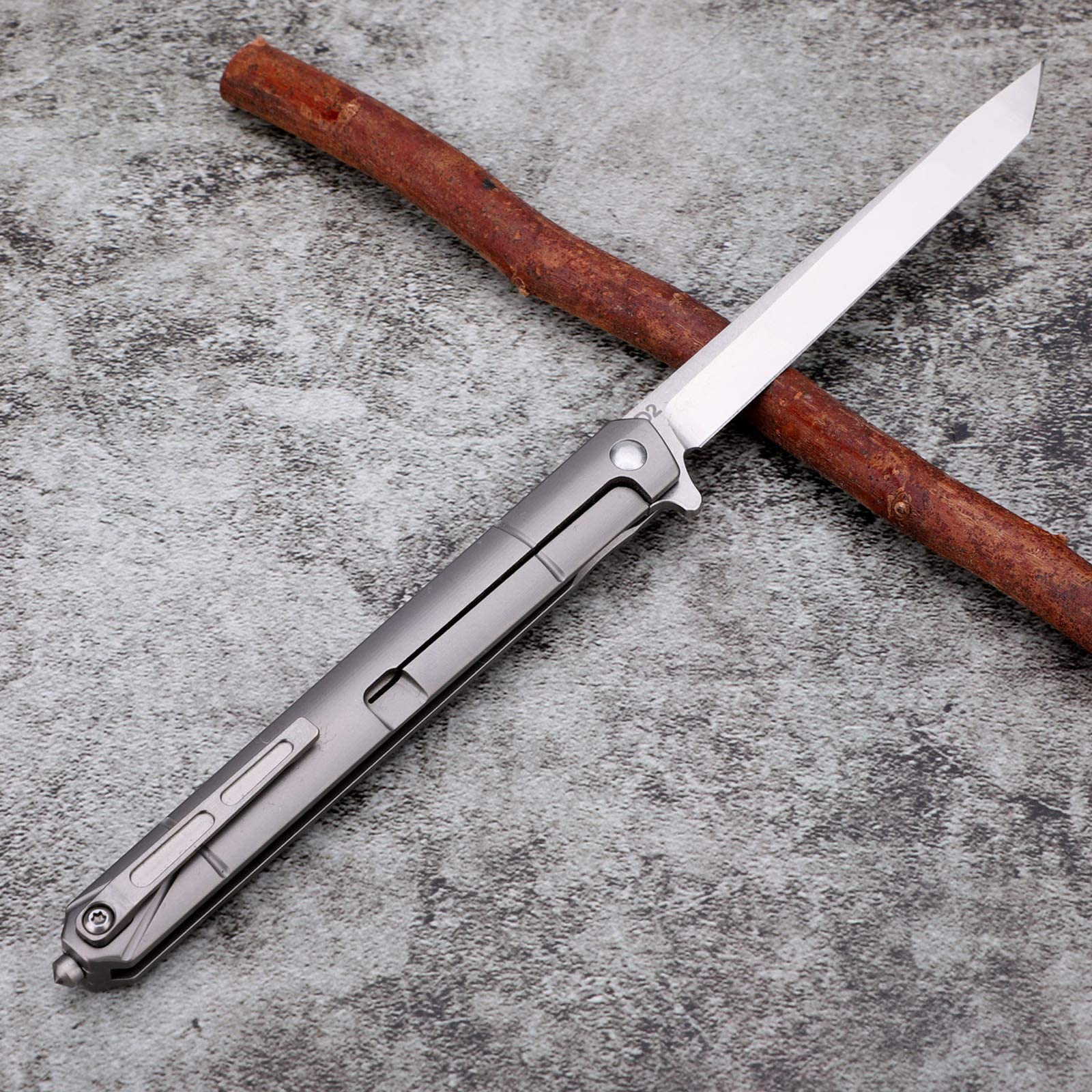 Samior GDT035 Small Slim Folding Pocket Flipper Knife, 3.5 inch Satin ...