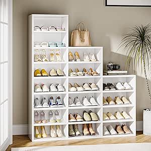 Amazon.com: Reversible Shoe Cabinet, 21 Tiers 42 Pairs Heavy Duty White ...