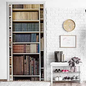 Amazon.com: 3D Door Decals Wall Murals Peel and Stick Wallpaper Library ...