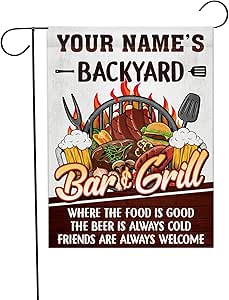 Amazon.com : CEZII Customized Backyard Bar Grill Flag, Welcome BBQ ...