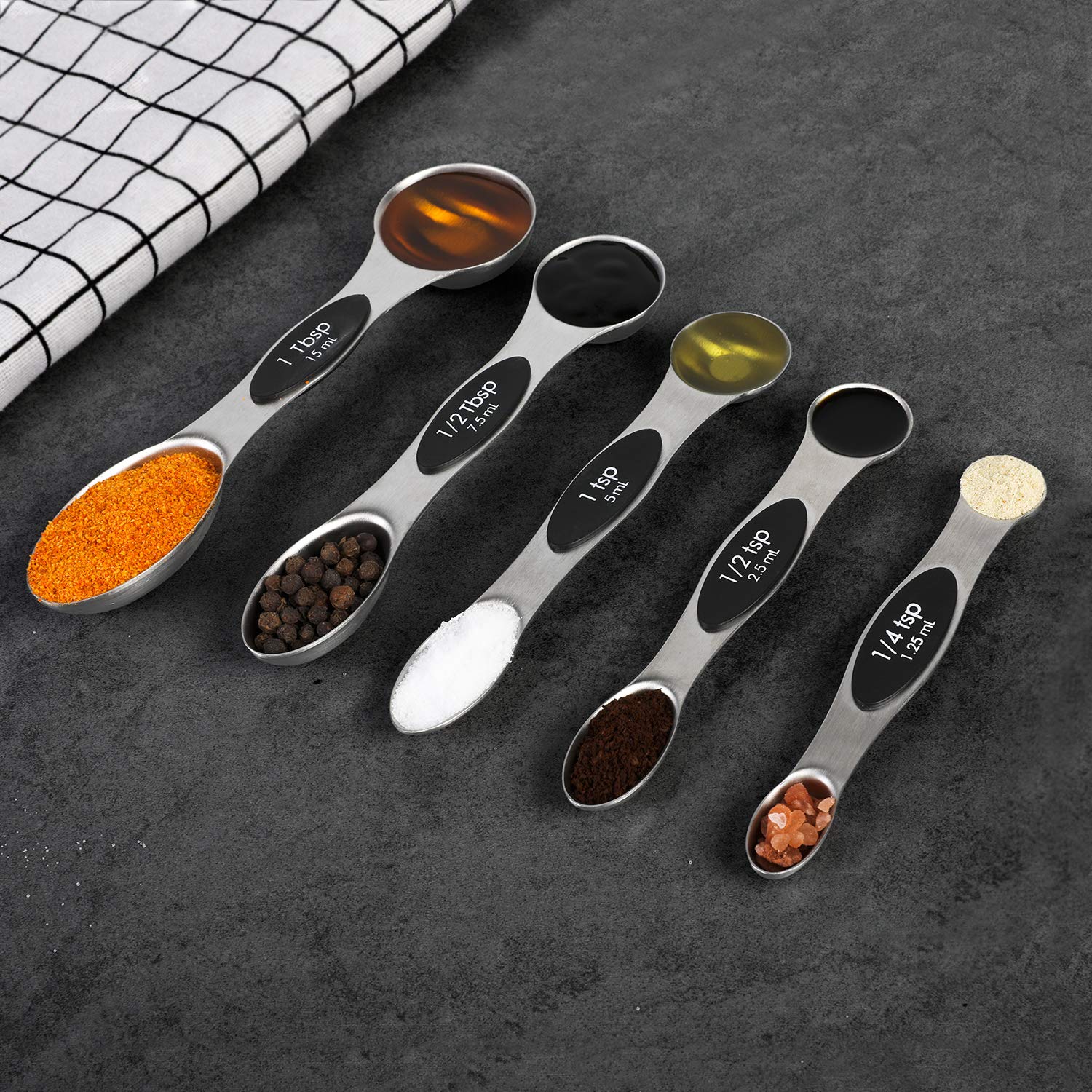 Snapklik.com : Magnetic Measuring Spoons Set Dual Sided Stainless Steel ...