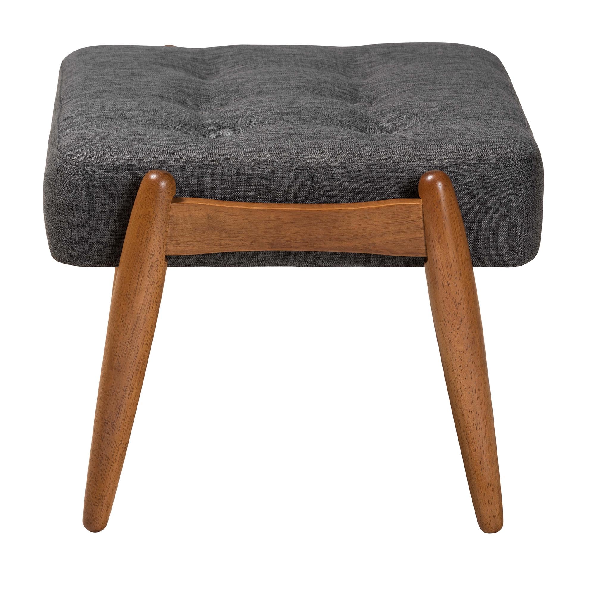Baxton Studio Jeanine Footstool, One Size, Dark Grey/Walnut Brown