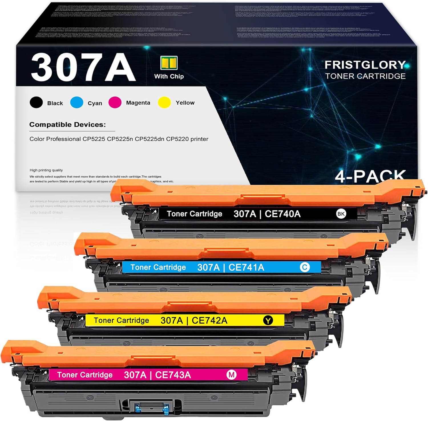 Amazon.com: 307A Toner Cartridge Set CE740A CE741A CE742A CE743A Toner ...