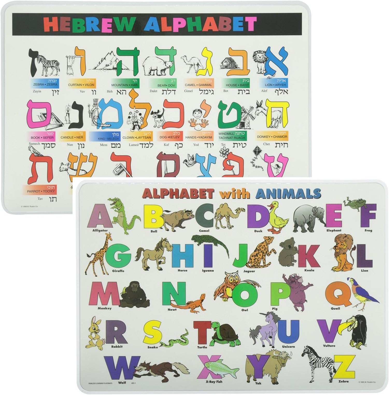 Amazon.com: Painless Learning Educational Placemats for Kids Hebrew and ...