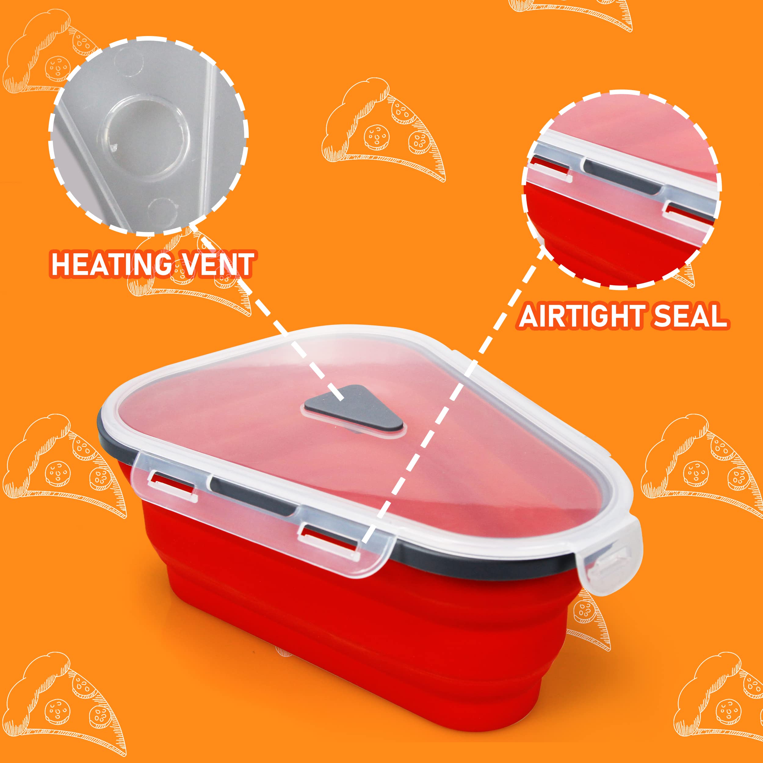 Bienlavie Pizza Storage Container with 5 Microwavable Serving Trays ...