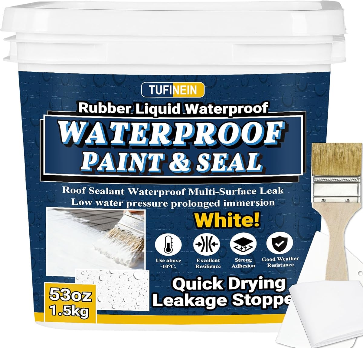 Rubber Liquid Waterproof Sealant Tufinein 53oz 1 5kg White Quick ...