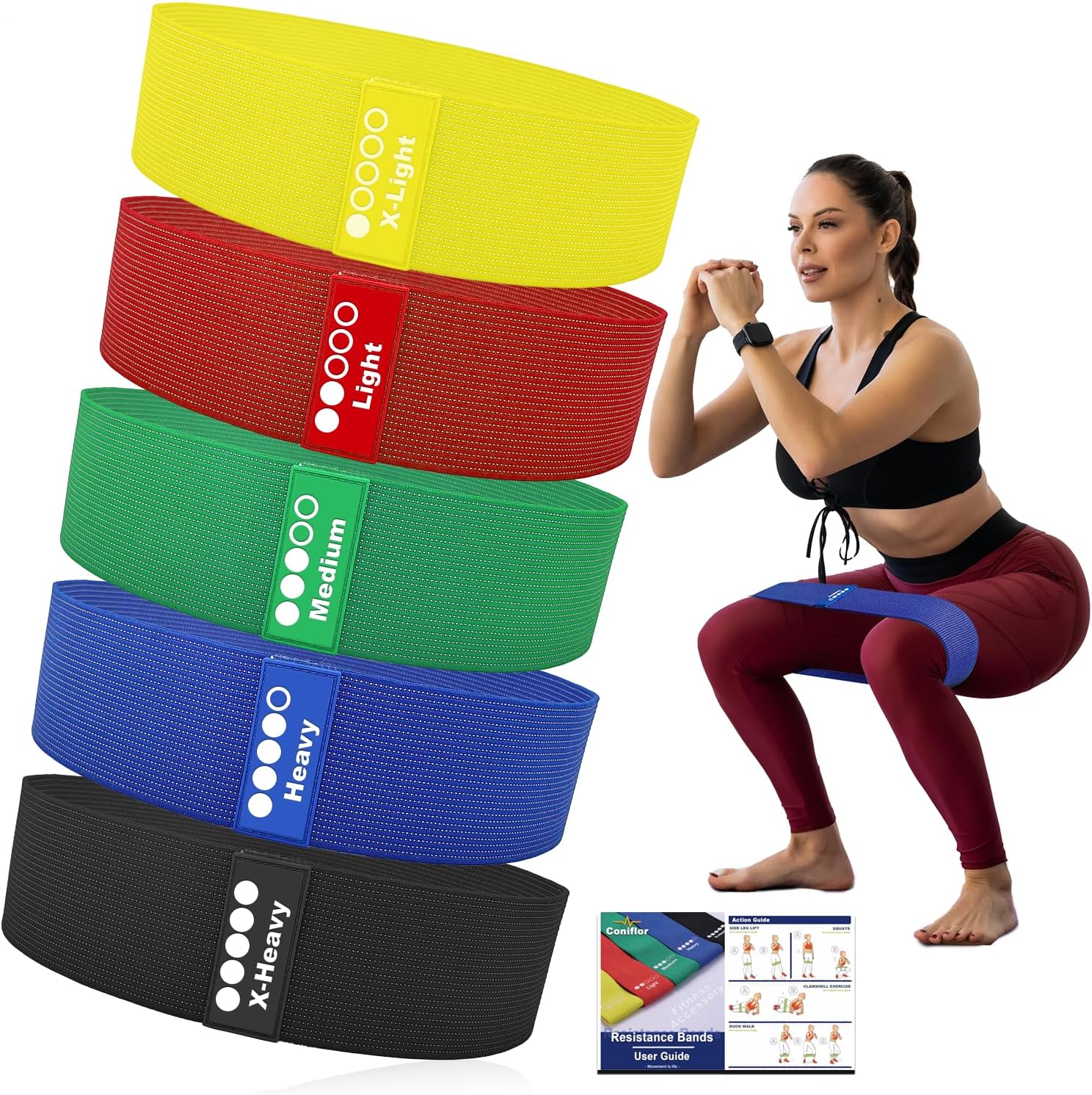 Resistance Bands for Legs and Butt, JR INTL Fabric Workout Bands ...
