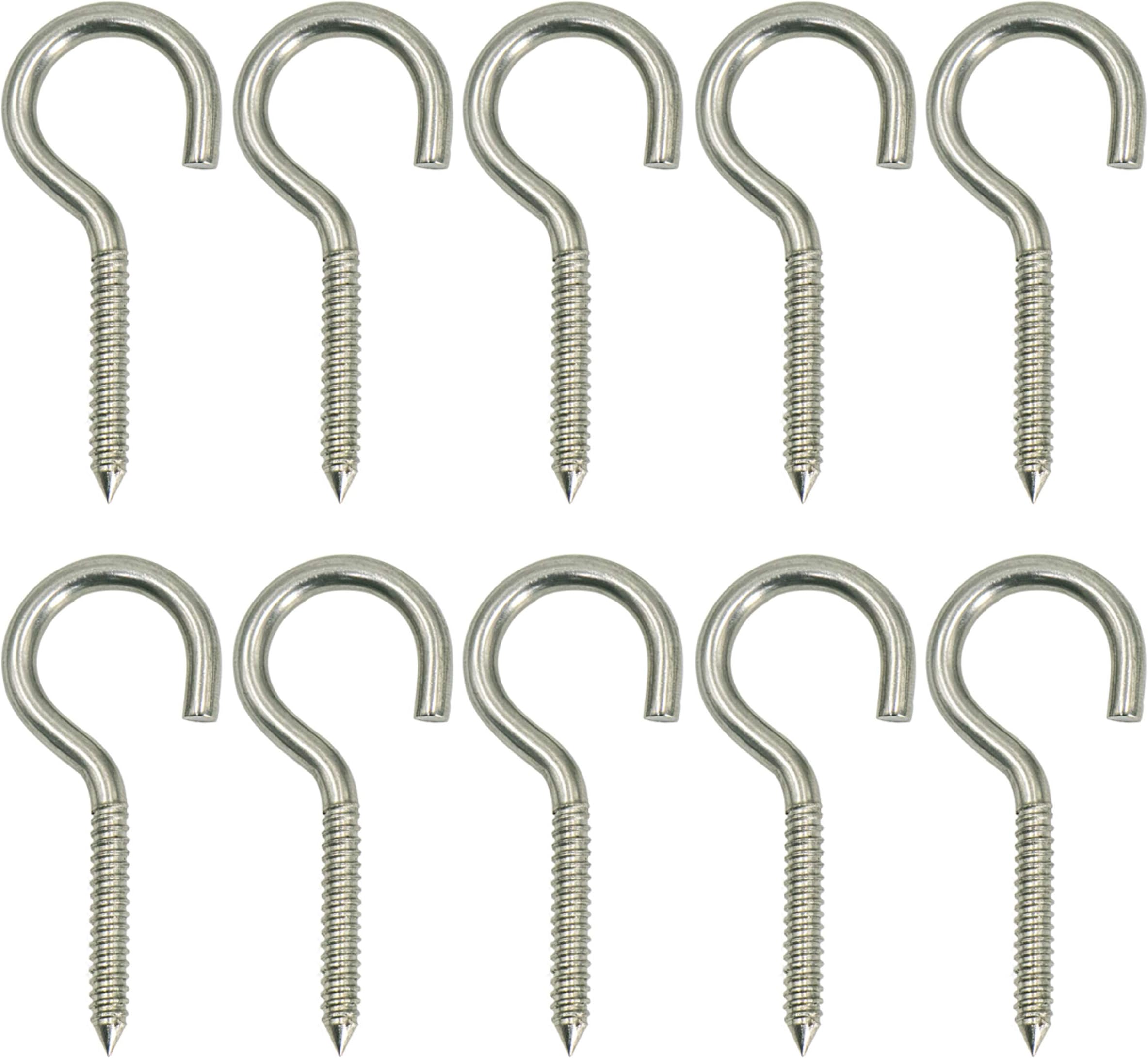 30 pièces crochets à visser inox (304) 3 tailles 40mm 50mm 65mm ...