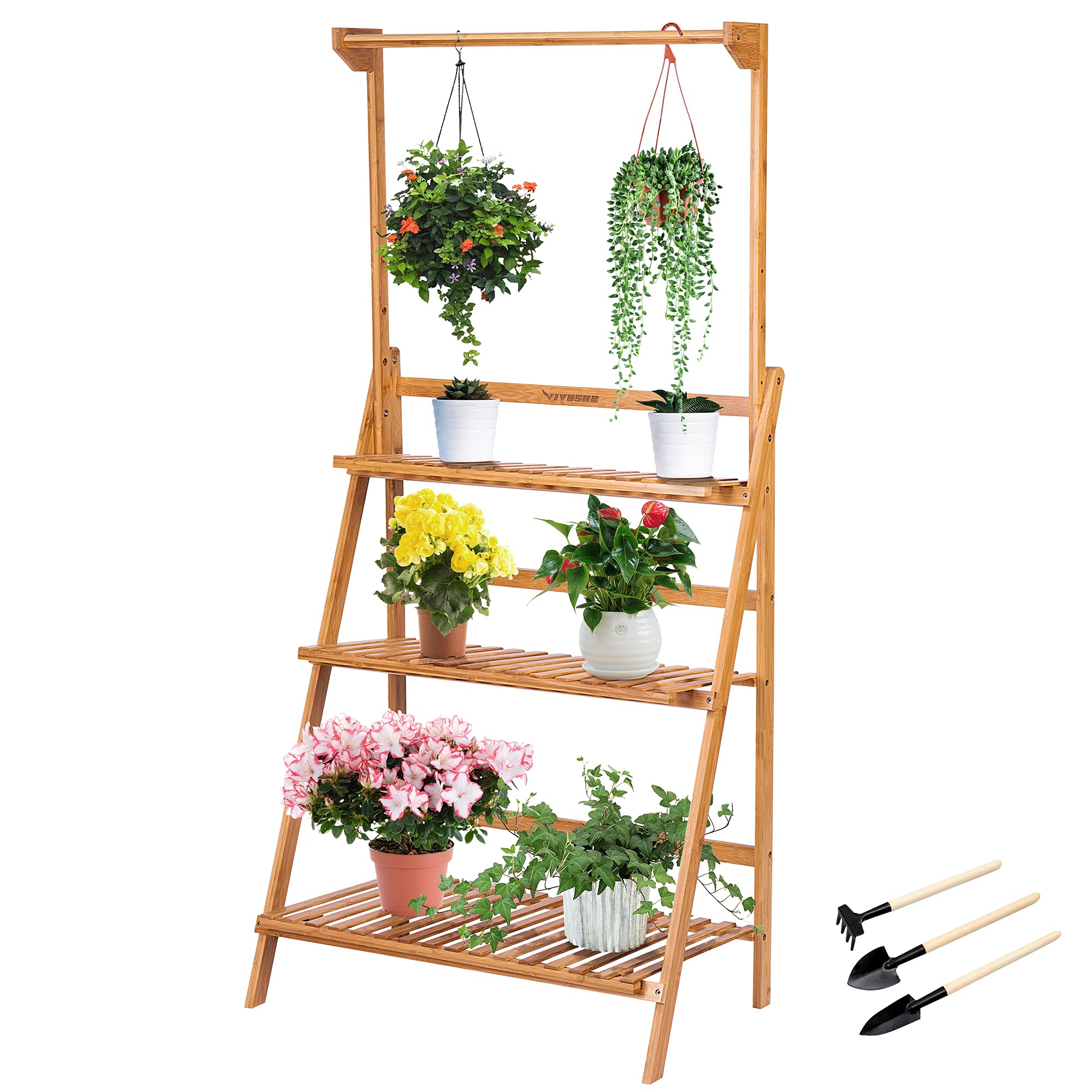 Buy VIVOSUN Bamboo Stand 3 Tier for Indoor s, Hanging Rack Foldable ...