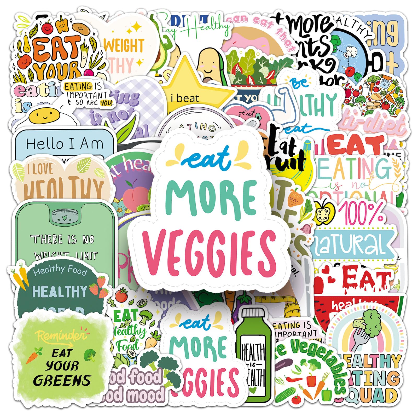 Healthy Diet Stickers, 50Pcs Eating Health Decals for Decoration ...