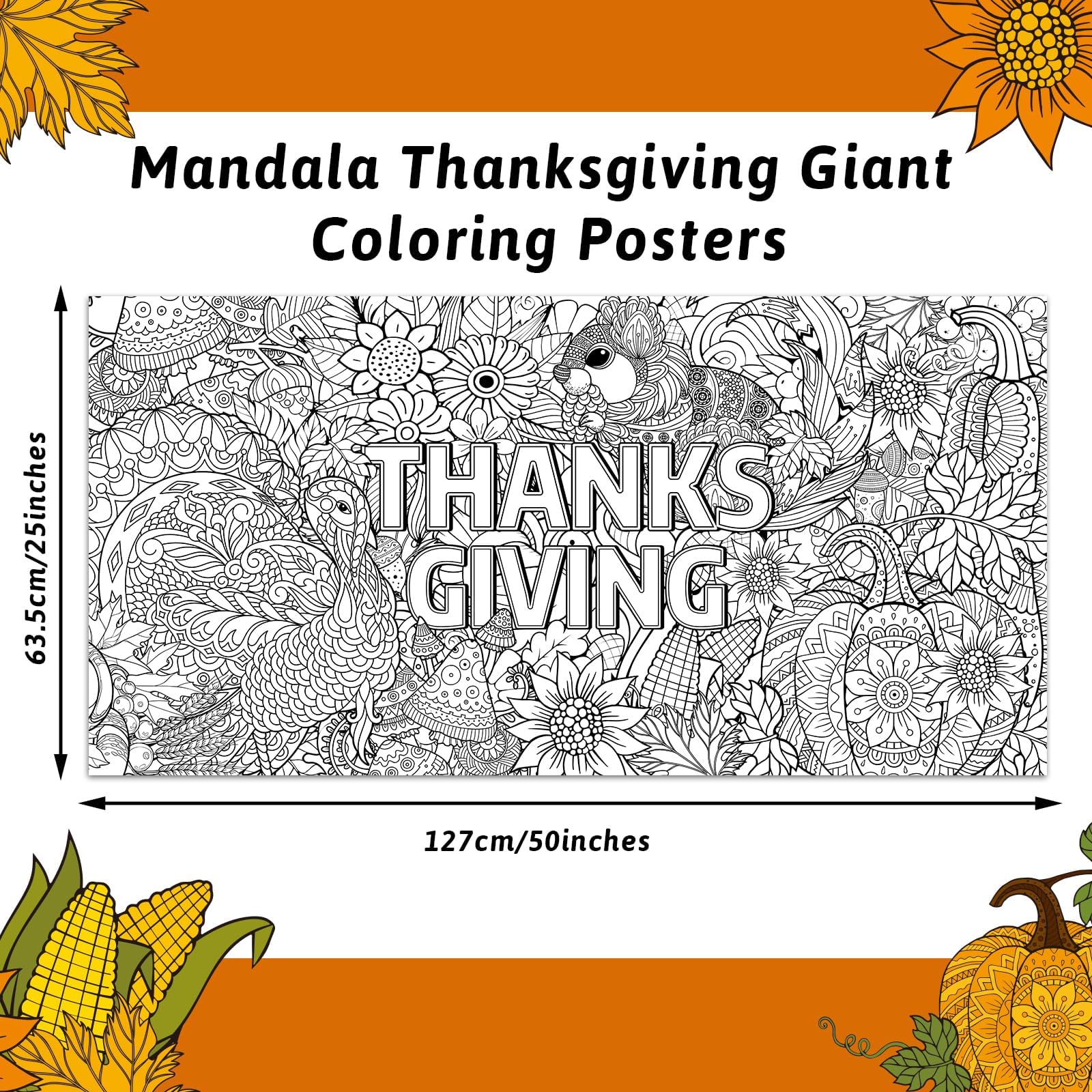 Snapklik.com : Giant Thanksgiving Coloring Posters Thanksgiving Mandala ...