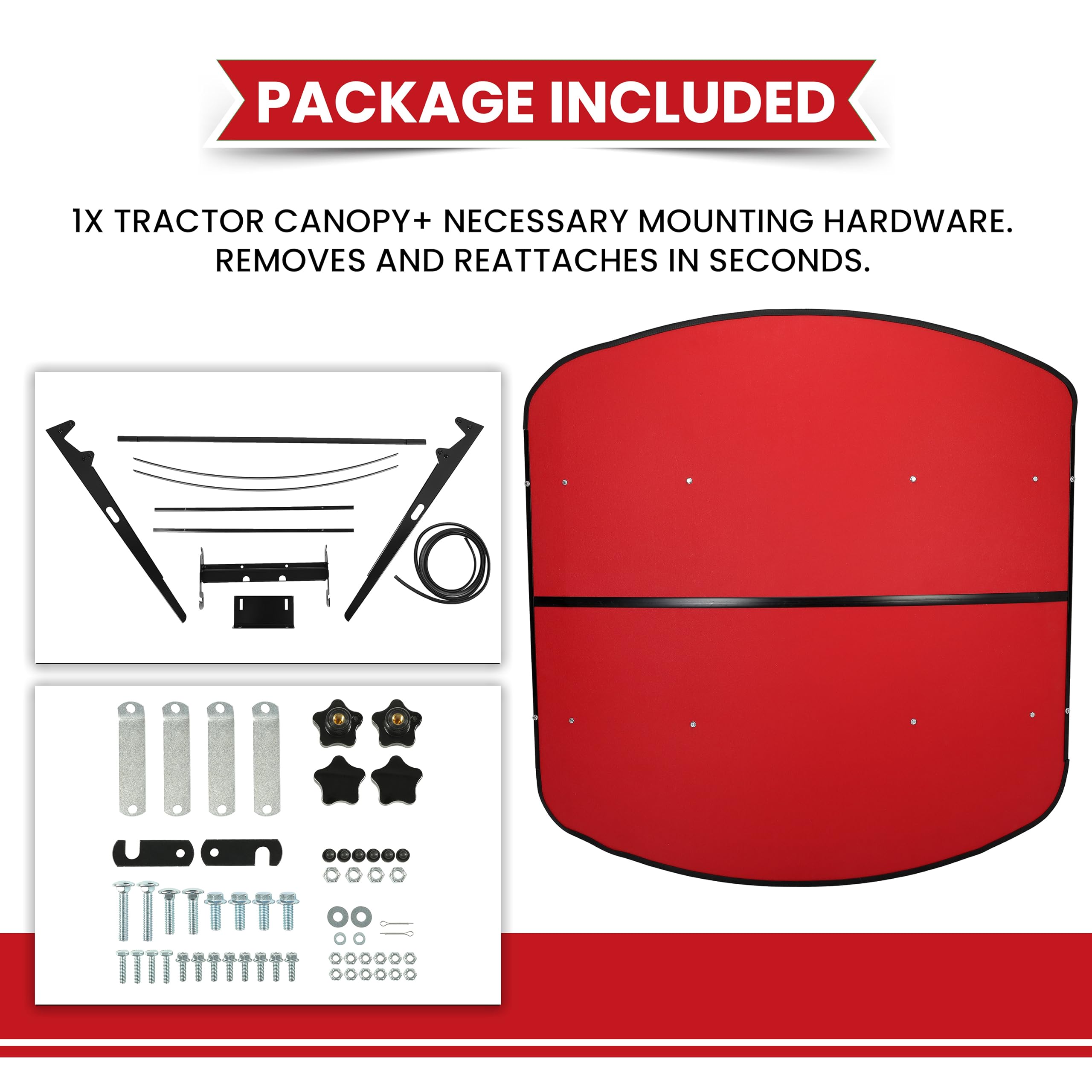 Snapklik.com : ECOTRIC Tractor Canopy For ROPS 48-3/8" X 48-3/8" - Red ...