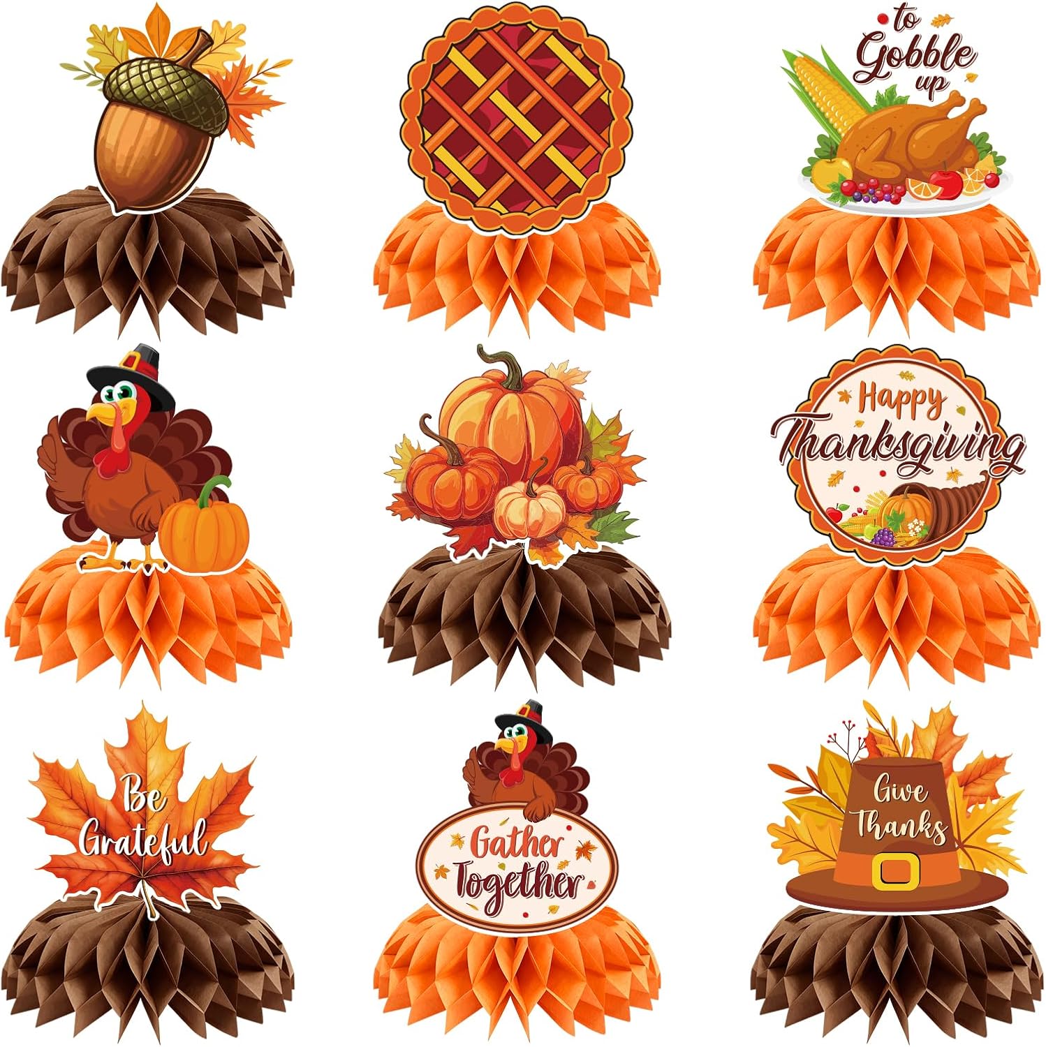 Amazon.com: 9Pcs Thanksgiving Centerpieces for Tables, Turkey Pumpkin ...