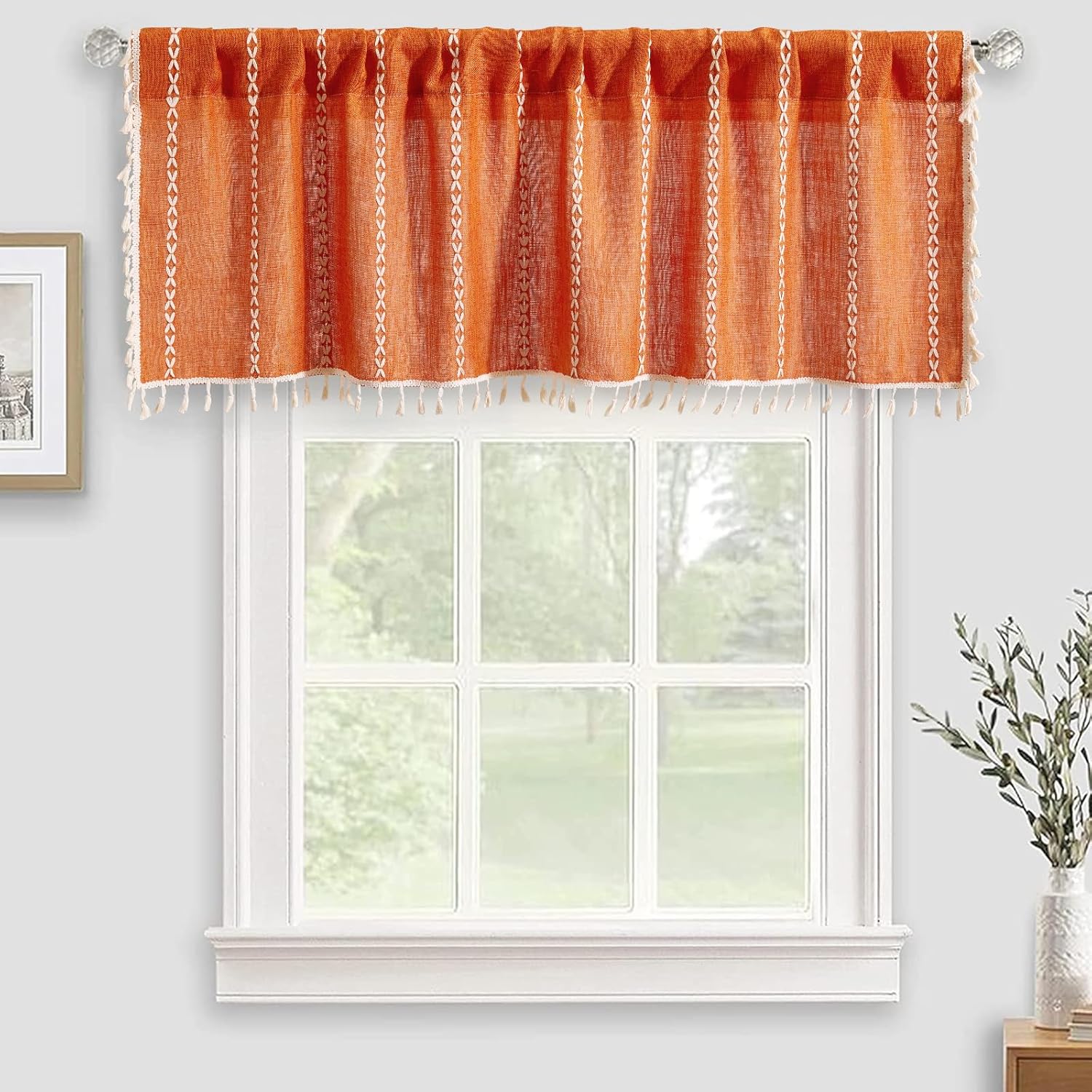 Amazon.com: RoomTalks Rustic Farmhouse Kitchen Valances for Windows in ...