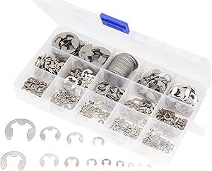 binifiMux Metric E clip External Snap Ring Shop Assortment Kit, 465 Pieces, 304 Stainless Steel ...