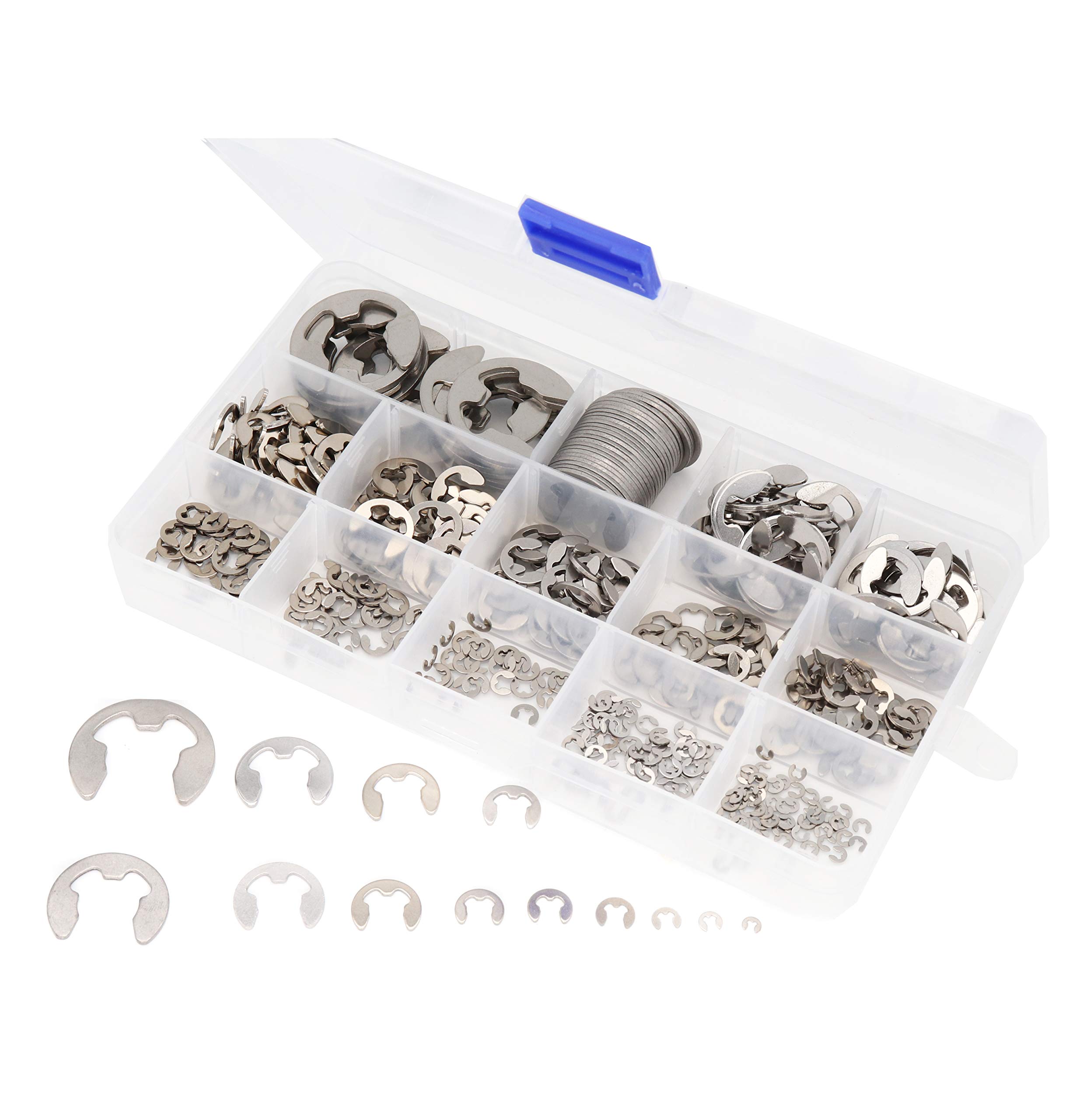 Metric E clip External Snap Ring Shop Assortment Kit, 390 Pieces, 304 ...