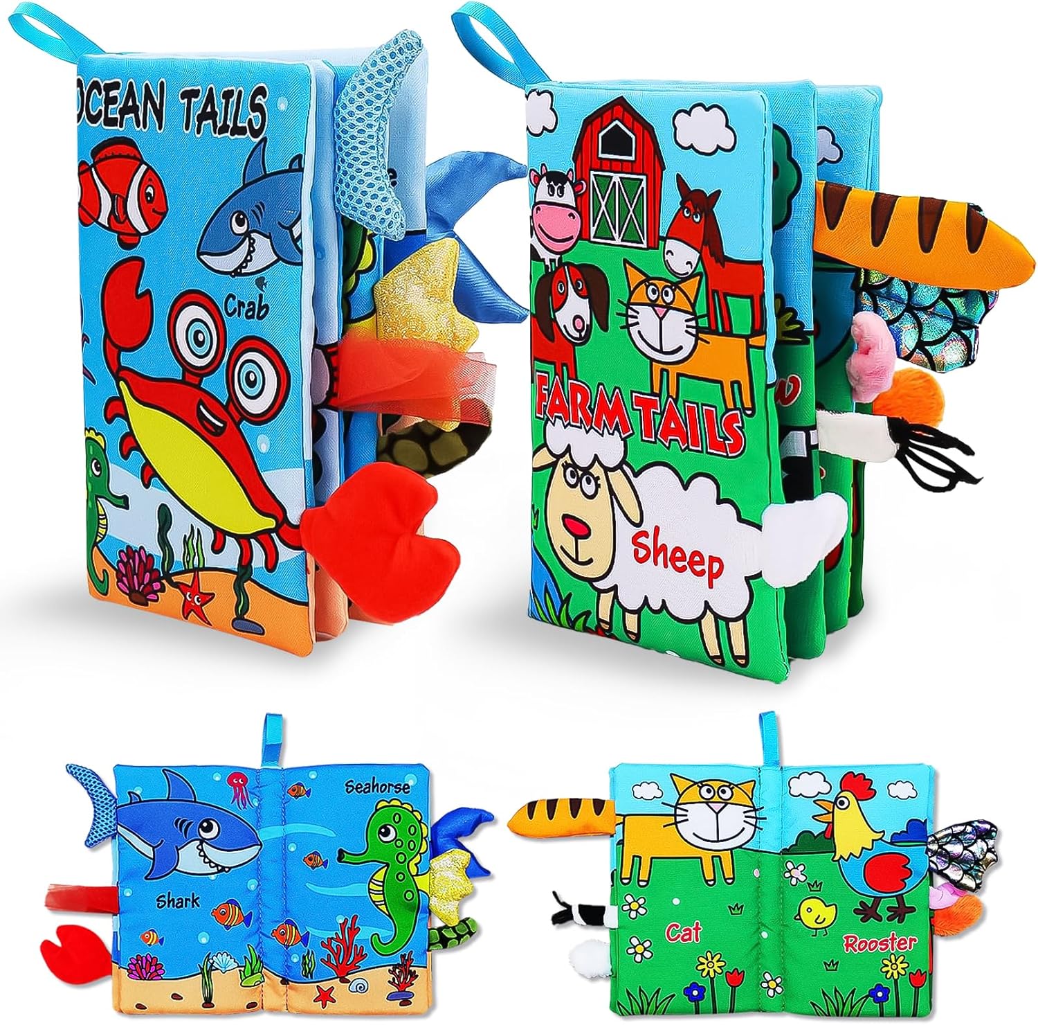 Amazon.com: 2 PCS Soft Cloth Baby Books 0-3 3-6 Months High Contrast ...