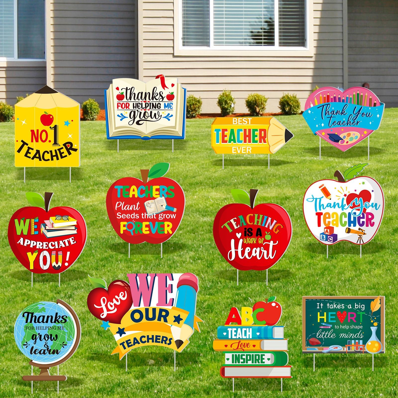 Amazon.com : Roowest 24 Set Teacher Appreciation Yard Signs with 48 ...