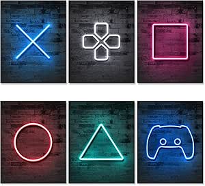 JUMANT PRINTED Neon Gaming Posters - UNFRAMED 8"x10" - Gamer Room Decor ...
