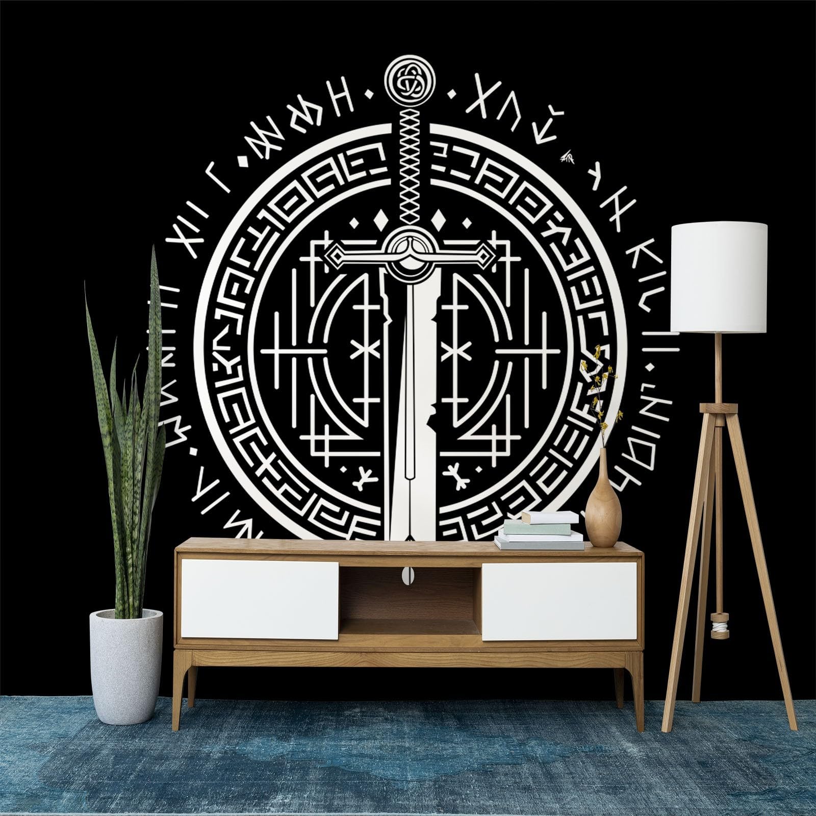 Viking Mural Tattoo Art Sketch Viking Wall Mural – Wallmonkeys
